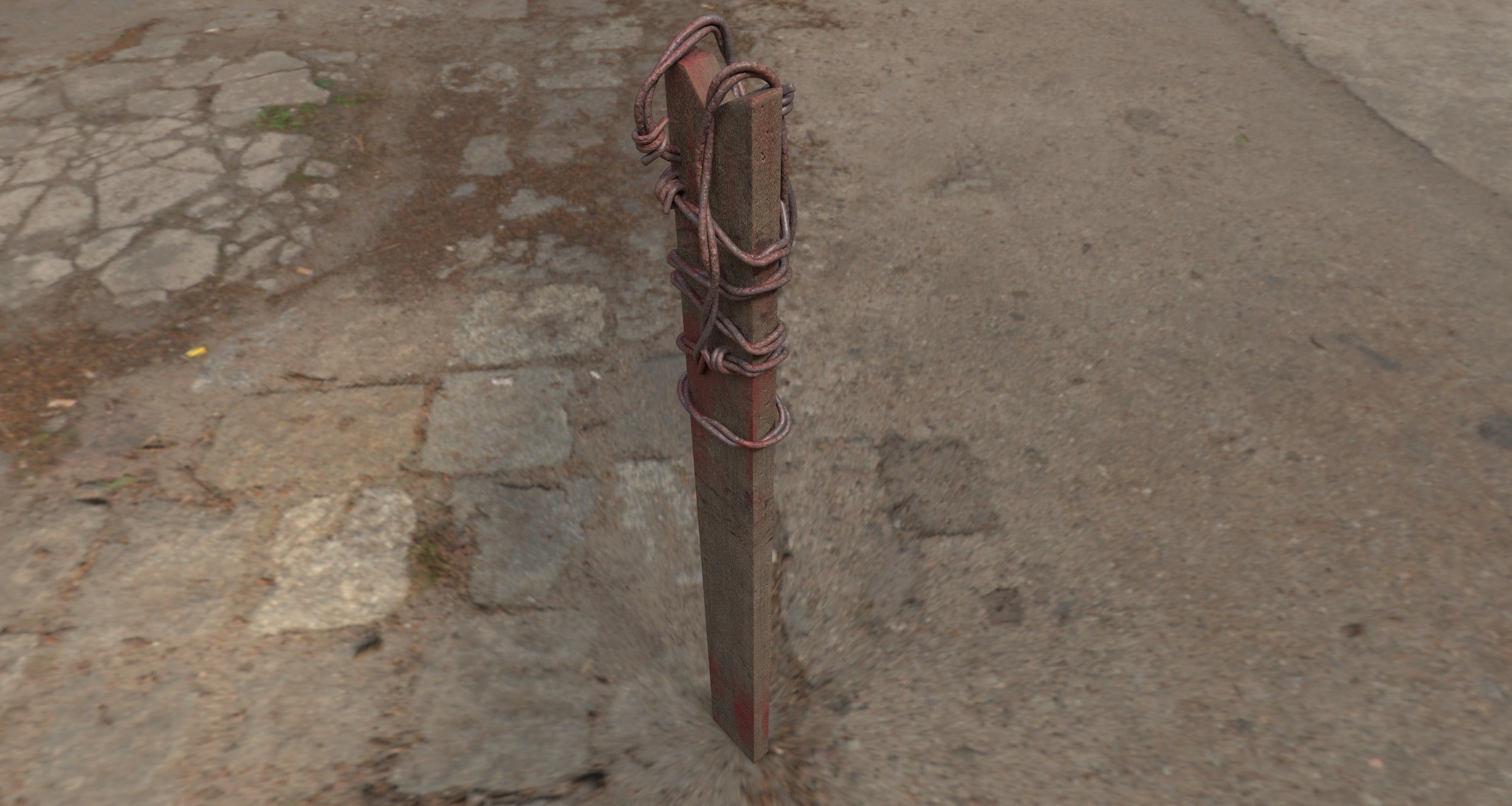 3D model Barbed Wire Plank -- PBR -- Game Ready Asset VR / AR / low ...