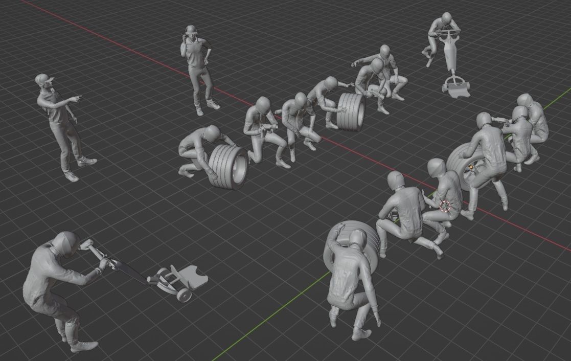 STLs of Formula 1 Pit Crew for slot car 132 3D model 3D printable ...