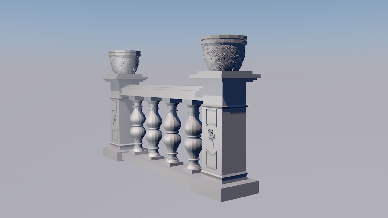 Stone balustrade 3D 3D model 3D printable | CGTrader