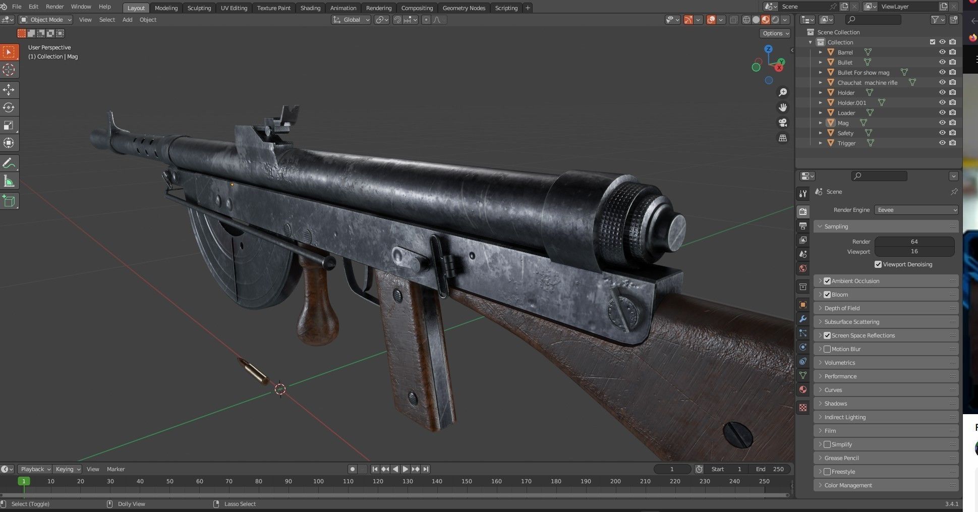 3D model Chauchat Machine Rifle VR / AR / low-poly | CGTrader