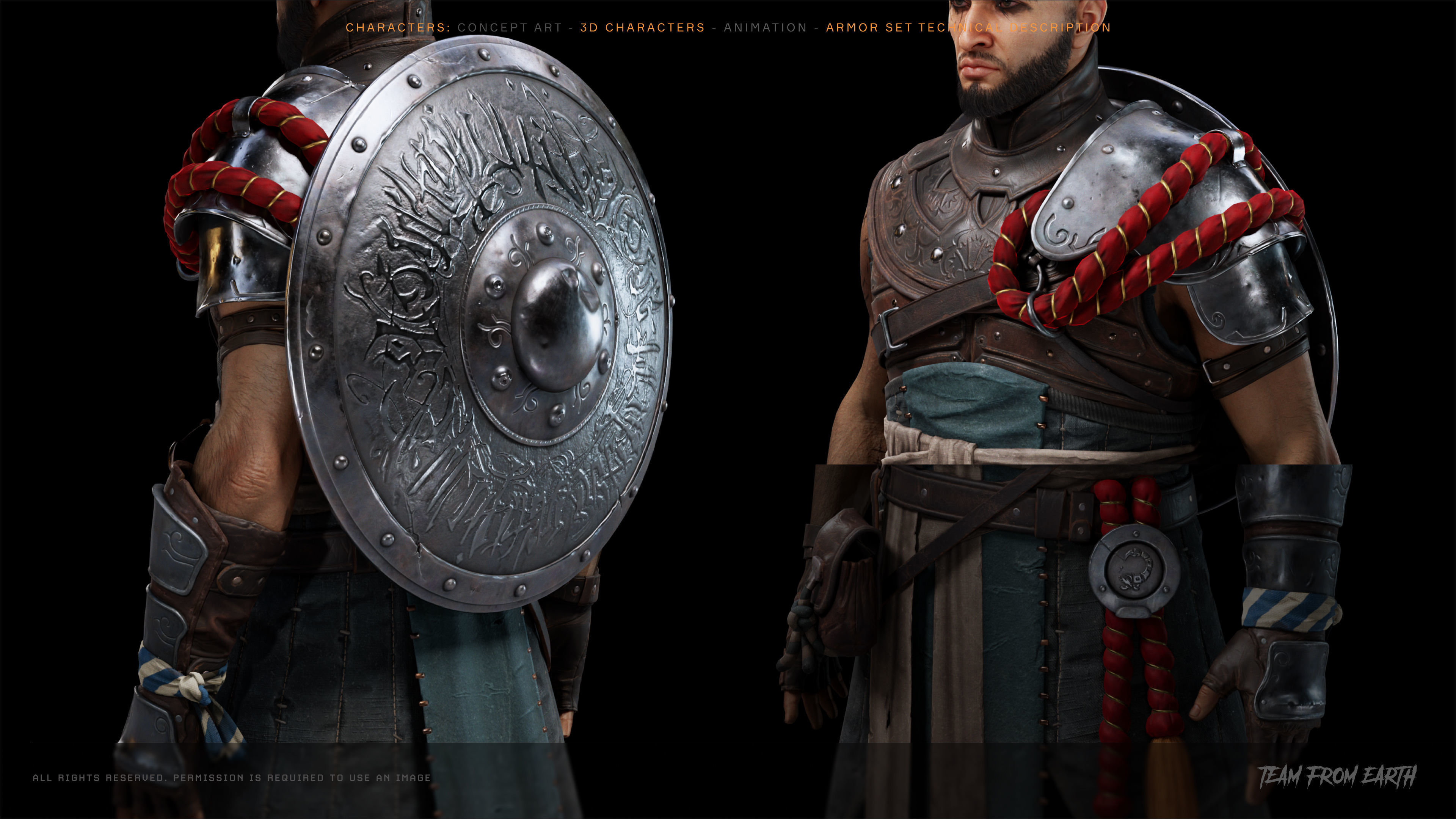 Real-time game ready 3d eastern shield free VR / AR / low-poly 3D model ...