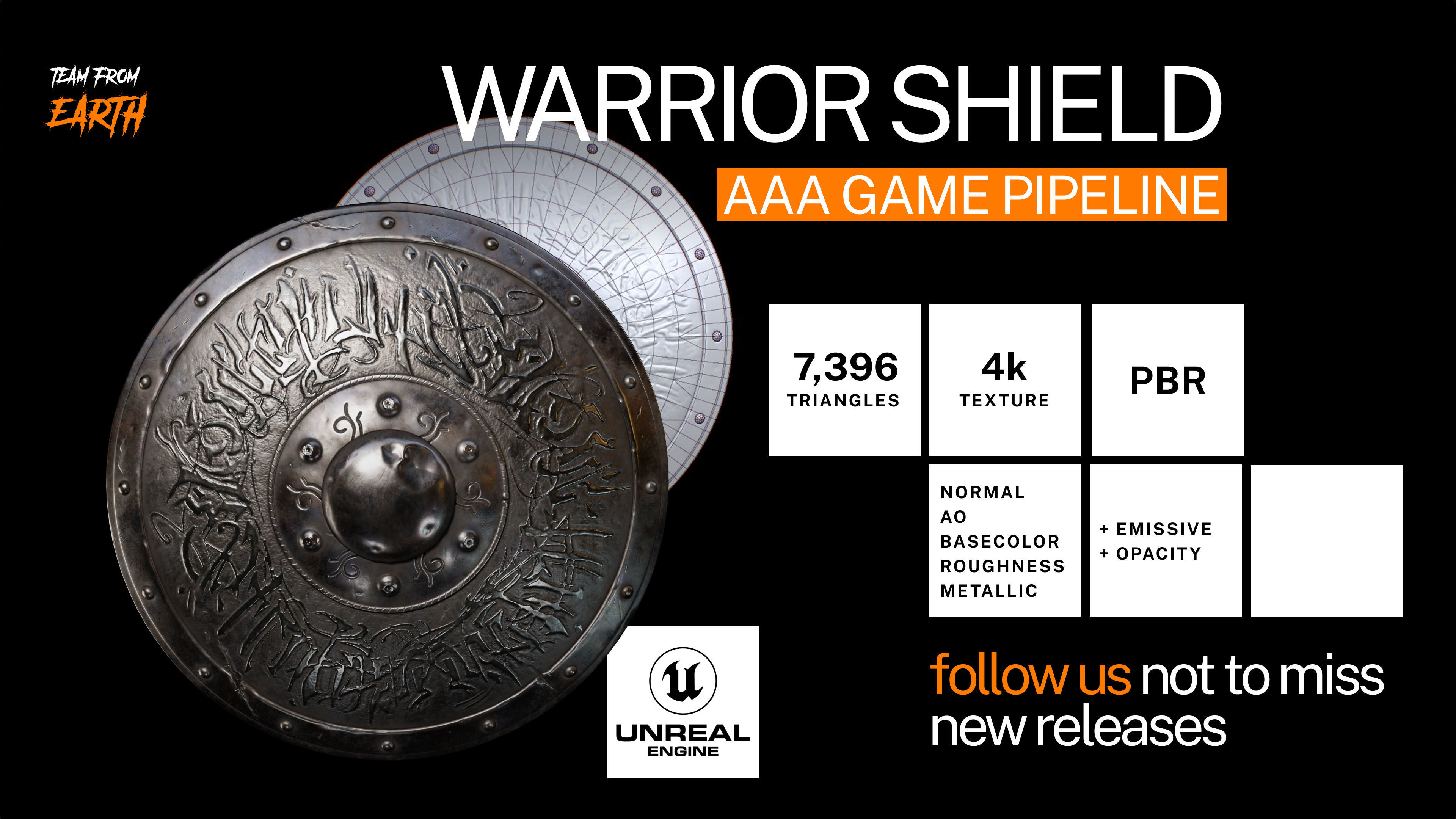 Real-time game ready 3d eastern shield free VR / AR / low-poly 3D model ...