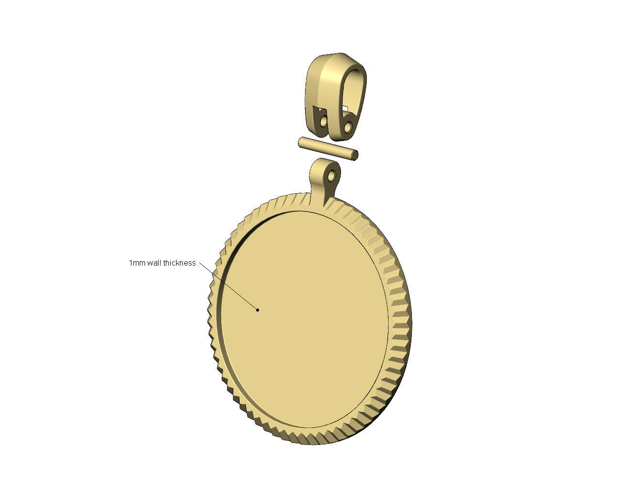 Fluted bezel bezel 25mm memory pendant with bail 3D model 3D printable ...