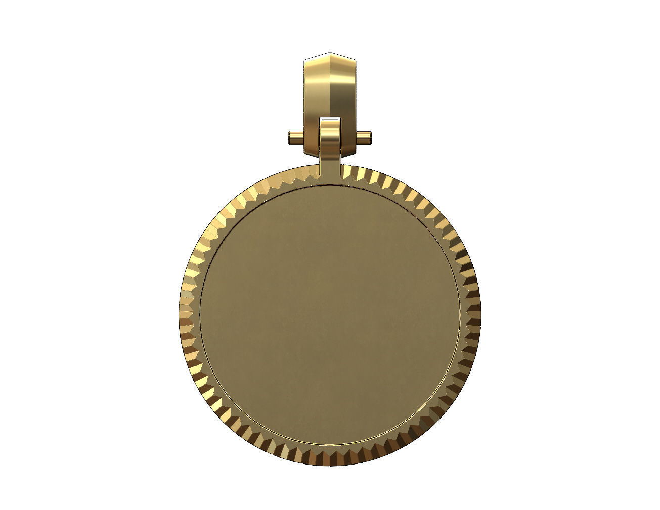 Fluted bezel bezel 25mm memory pendant with bail 3D model 3D printable ...