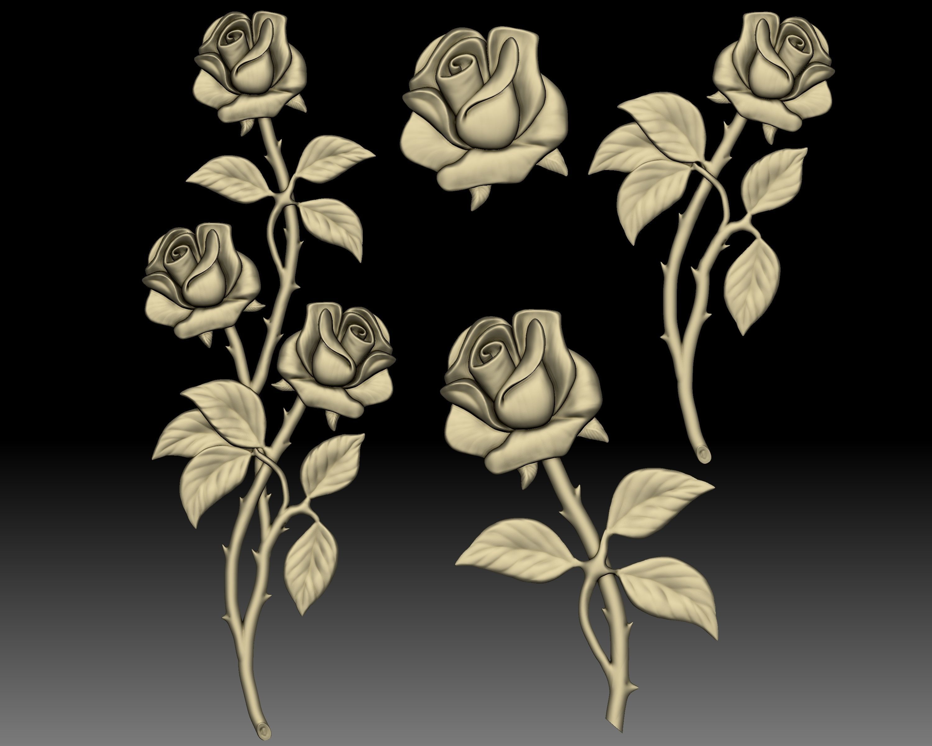 Roses bas-relief for CNC router or 3D printer 3D model 3D printable ...