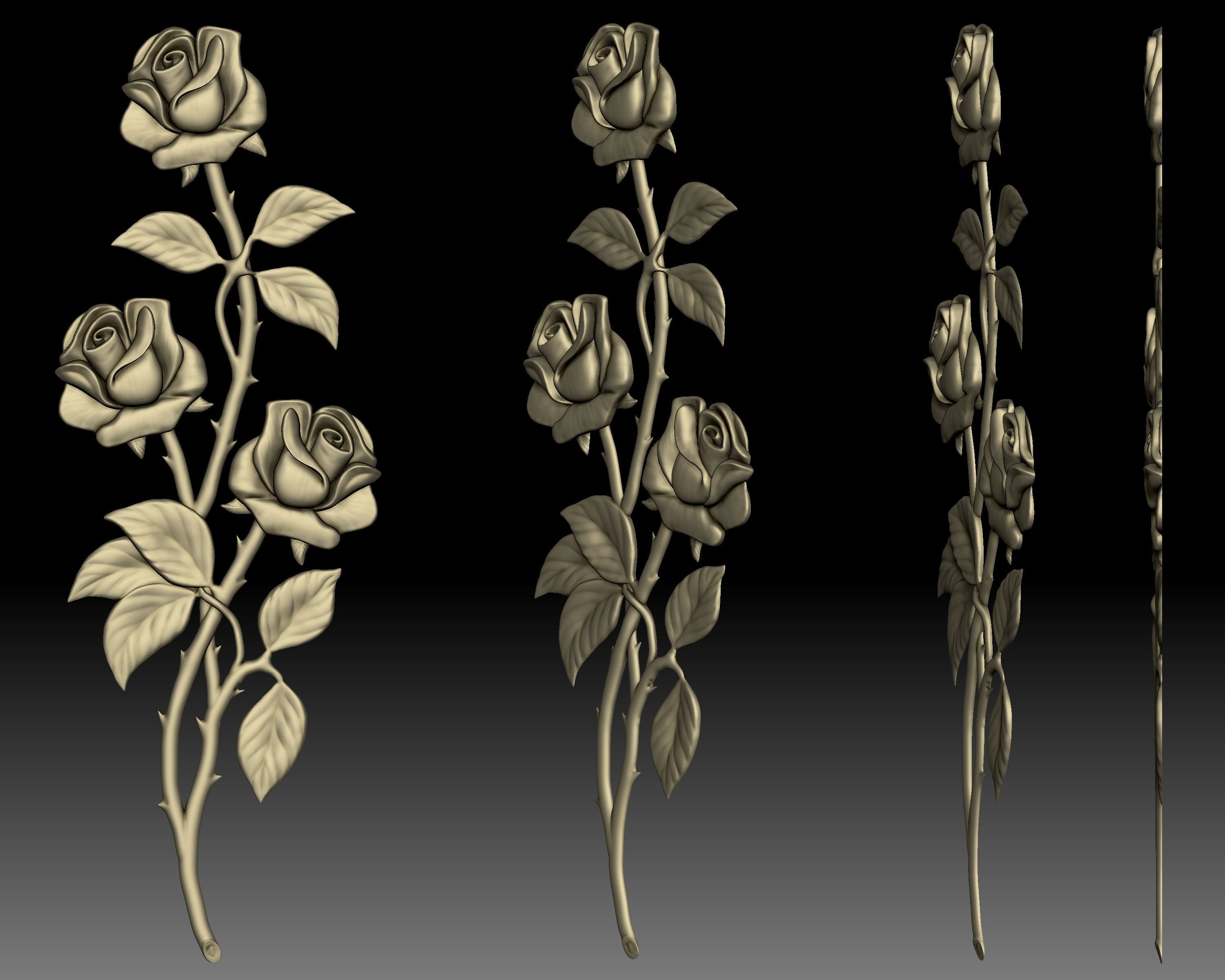 Roses bas-relief for CNC router or 3D printer 3D model 3D printable ...