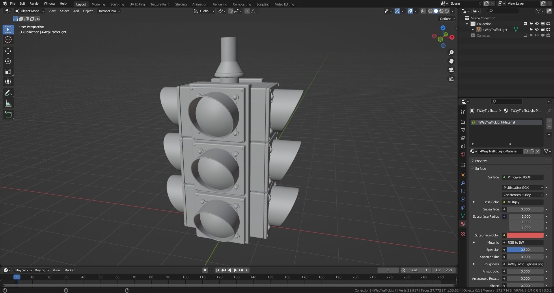 3D model 4-Way Traffic Light VR / AR / low-poly | CGTrader