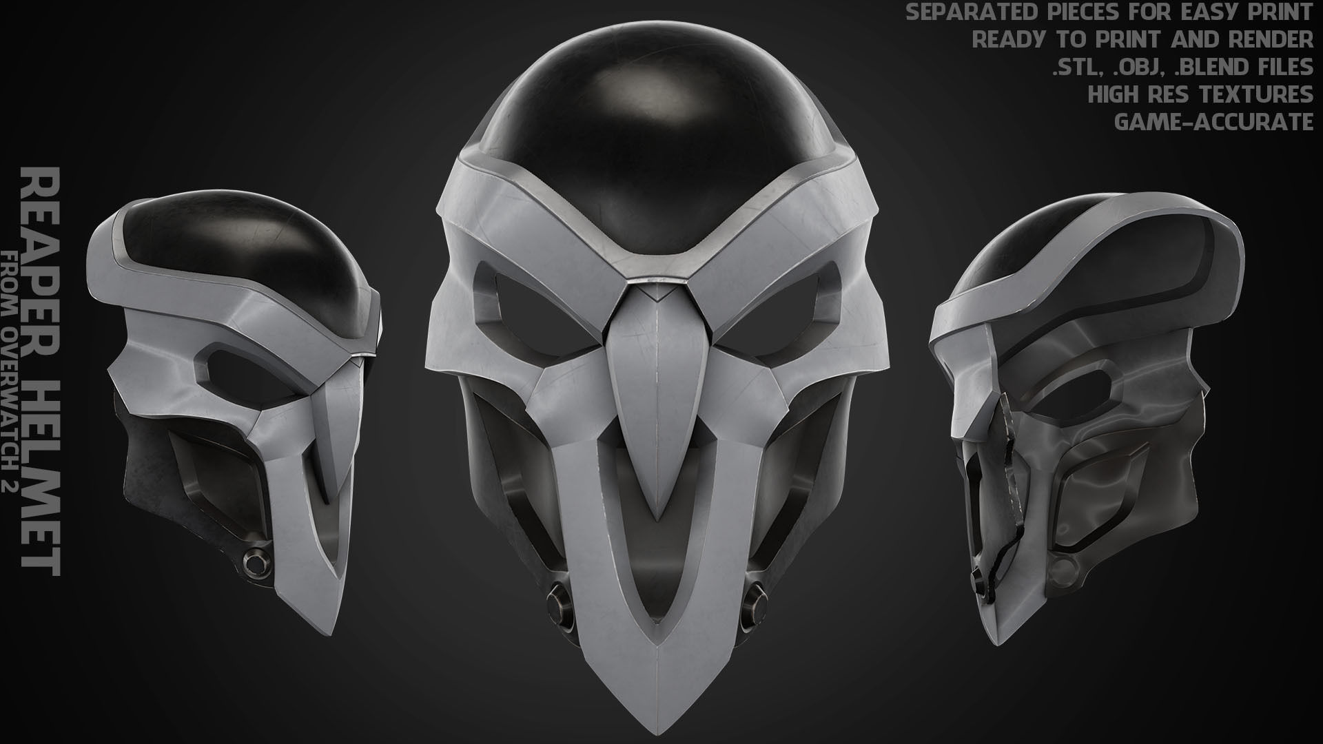 Overwatch 2 Reaper Mask for Cosplay 3D model 3D printable | CGTrader