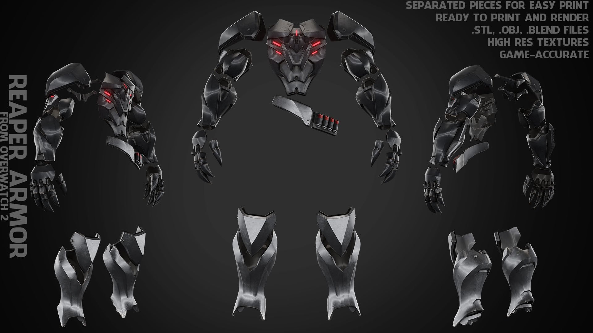 Overwatch 2 Reaper Armor for Cosplay 3D model 3D printable | CGTrader