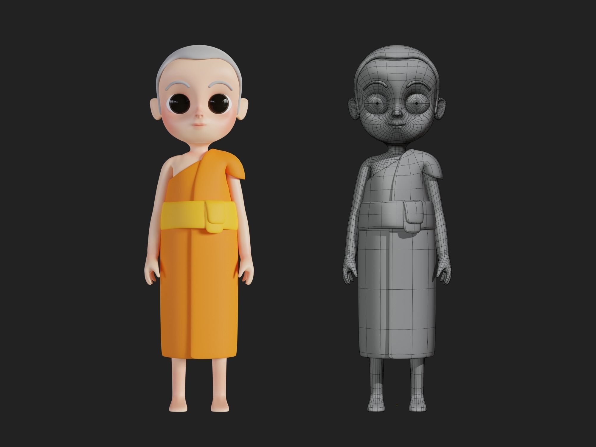 3D model Character cartoon monk 3D model VR / AR / low-poly | CGTrader
