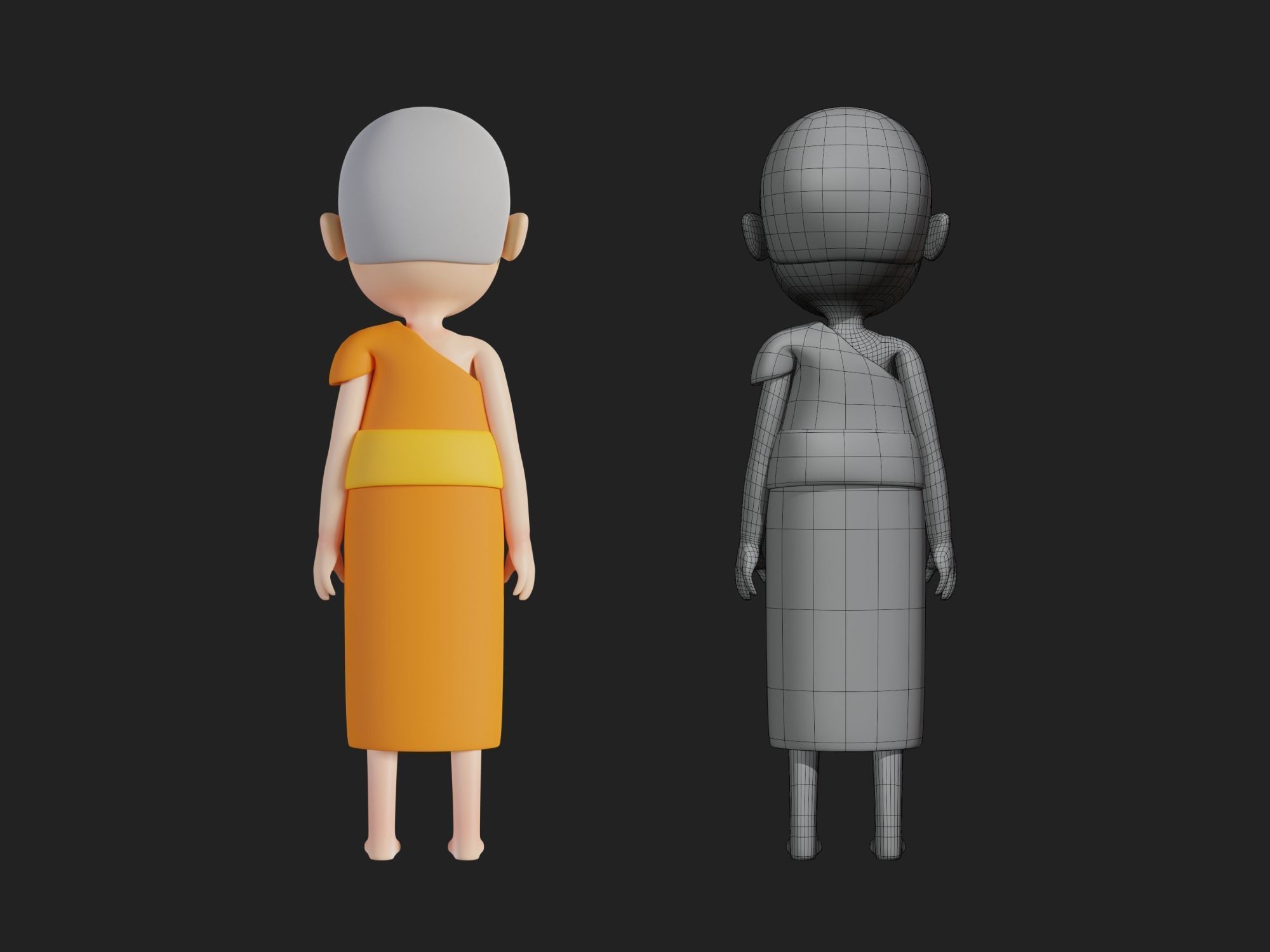 3D model Character cartoon monk 3D model VR / AR / low-poly | CGTrader