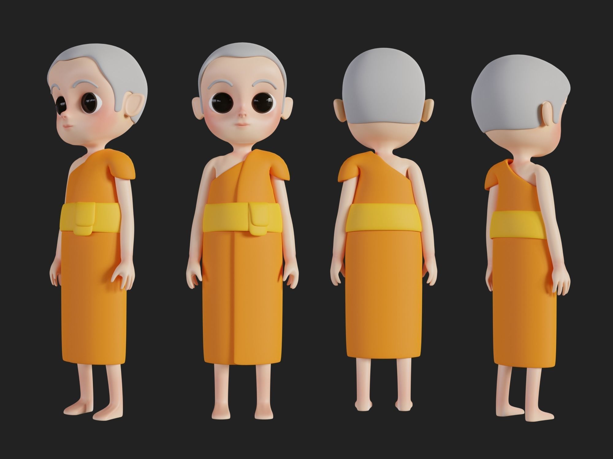 3D model Character cartoon monk 3D model VR / AR / low-poly | CGTrader