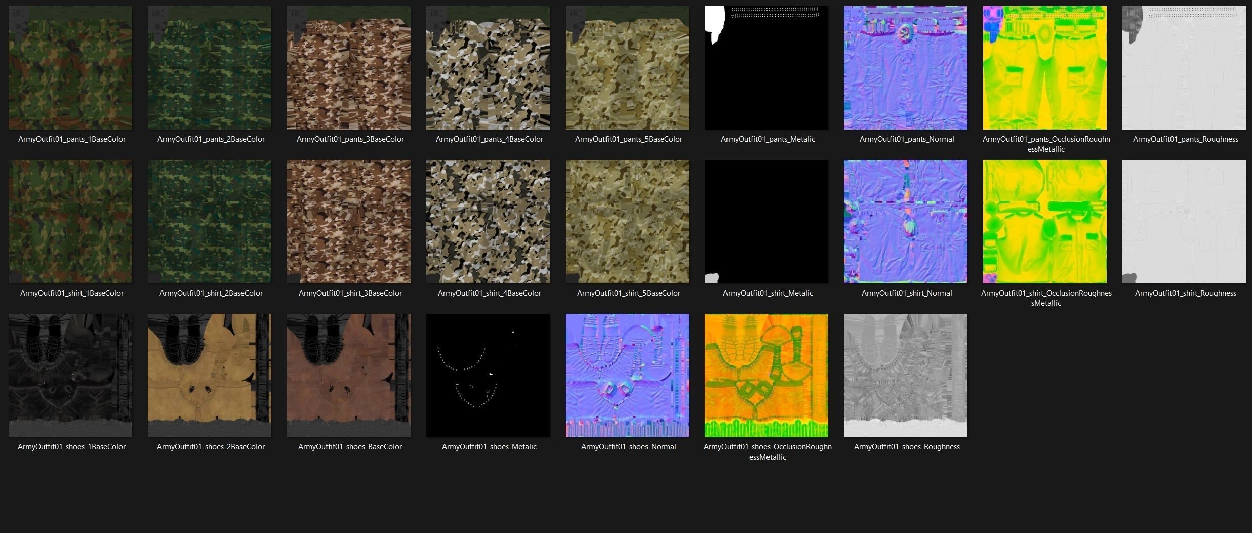 3D model Military Camouflage Uniforms Vol 01 VR / AR / low-poly | CGTrader