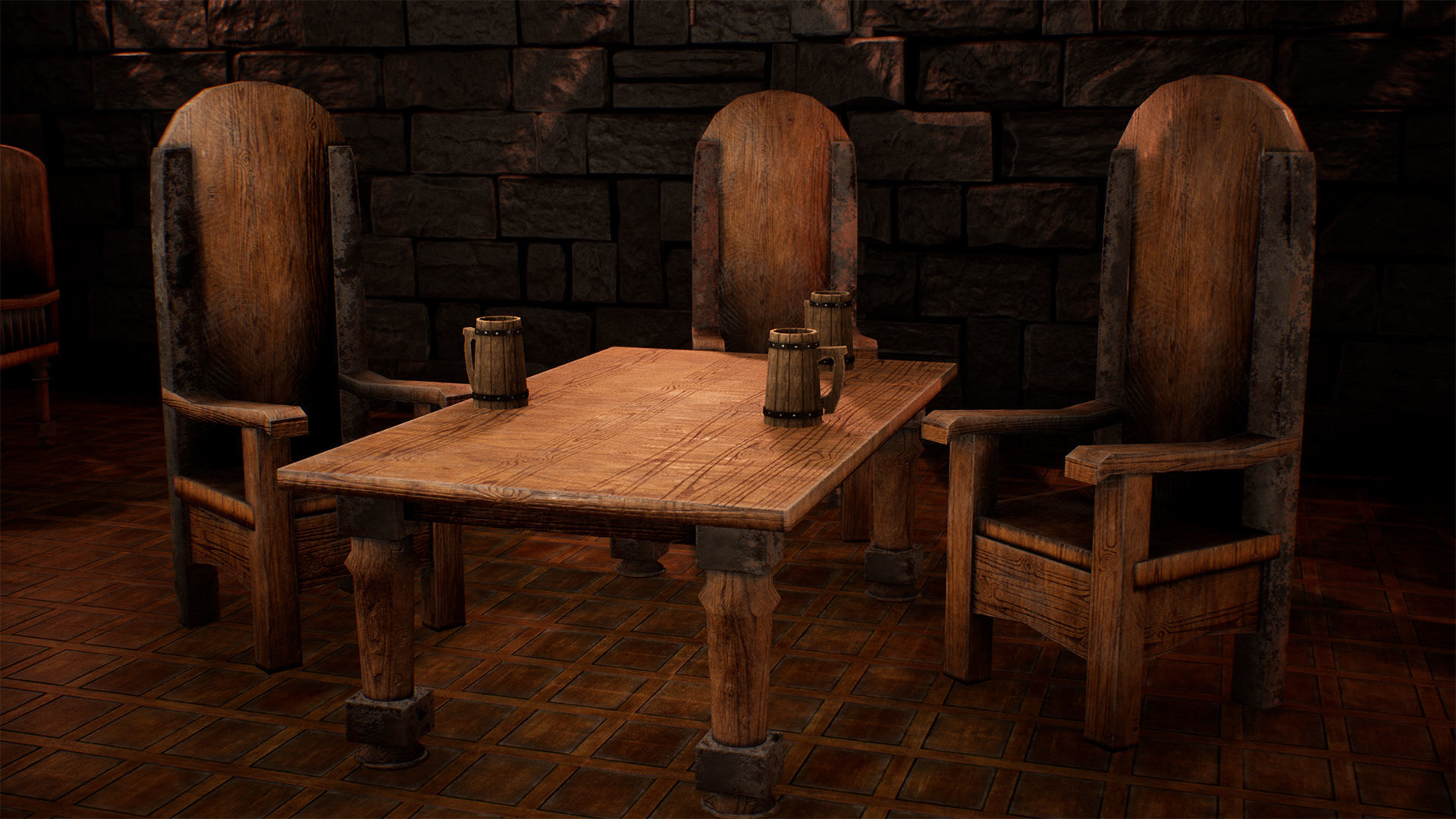 3D model Medieval Chairs and Tables Broken Variations VR / AR / low ...
