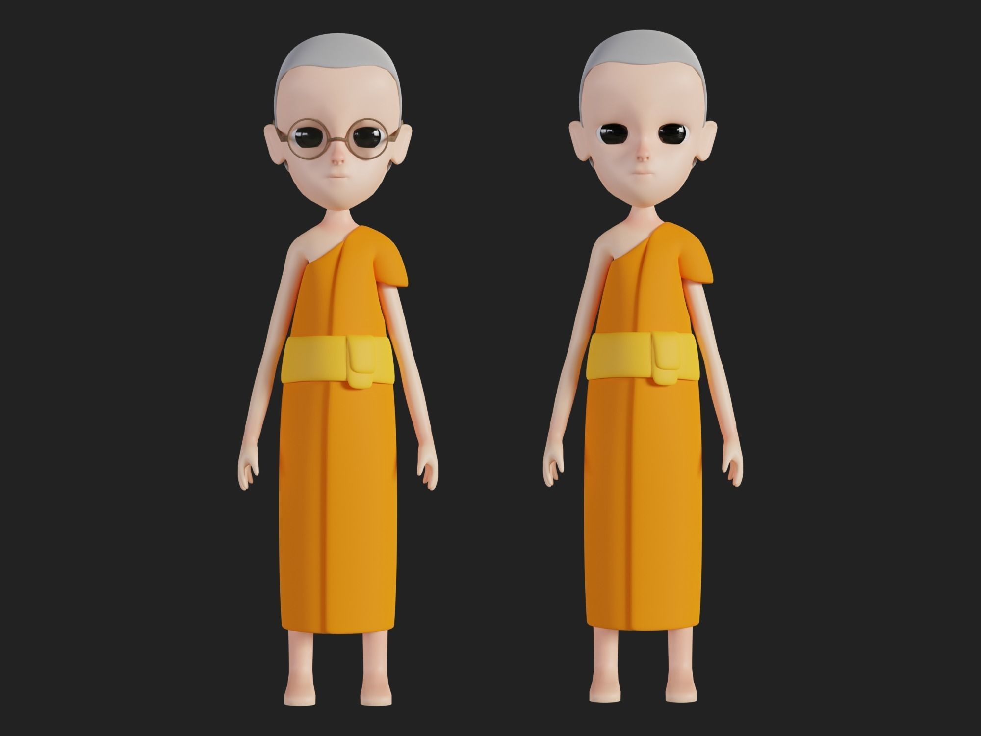 3D model Character cartoon monk 3D model VR / AR / low-poly | CGTrader