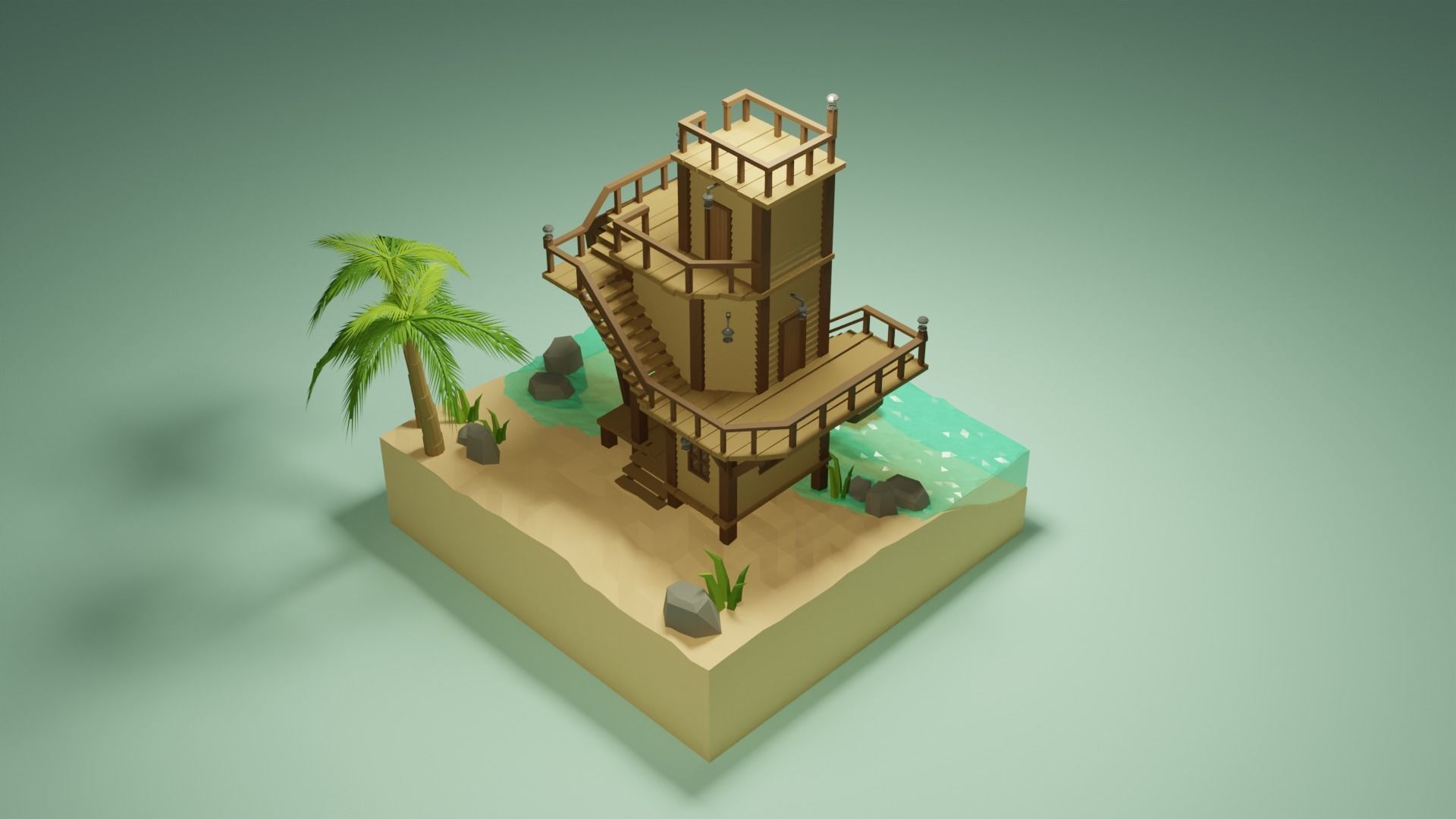 3D model Beach House VR / AR / low-poly | CGTrader