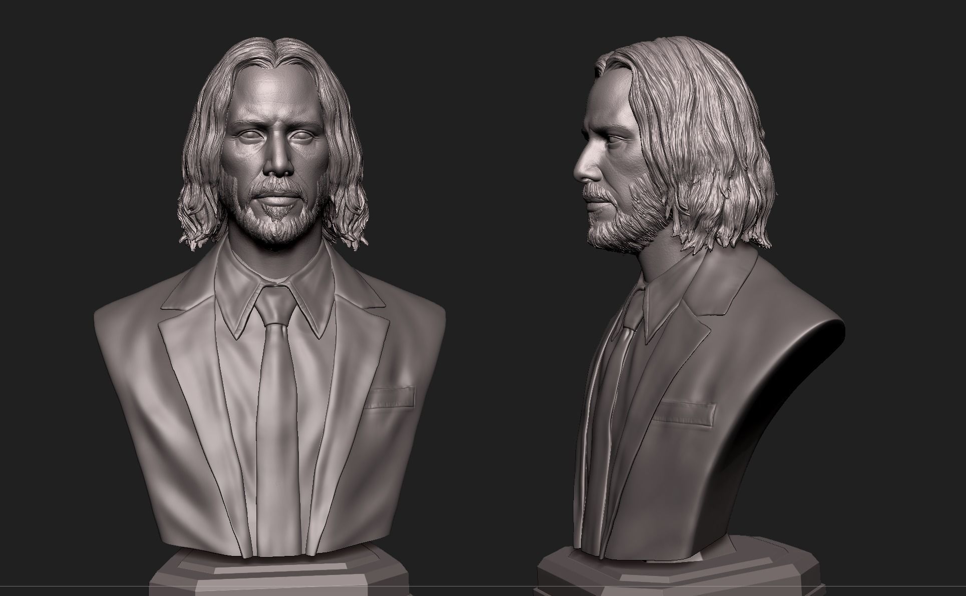 Keanu Reeves - Neo - John Wick Bust 3D model 3D printable | CGTrader