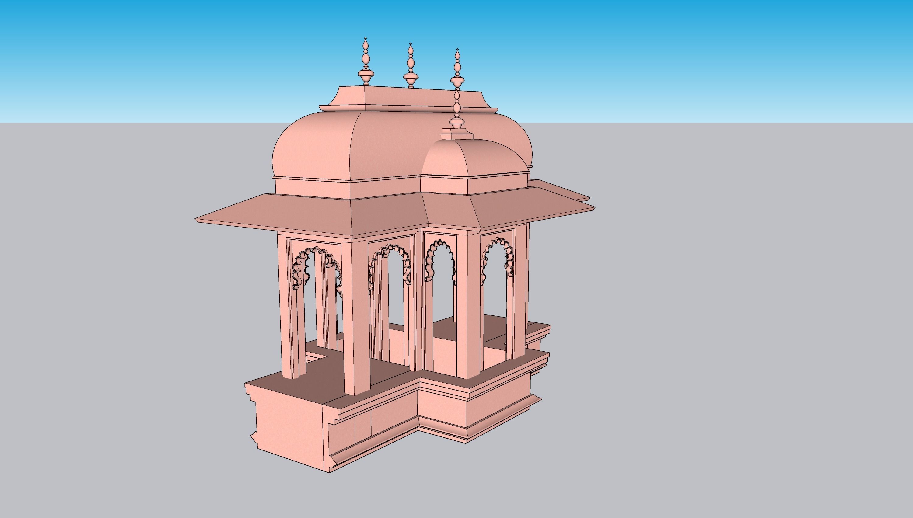 indian jodhpuri stone chatri temple 3D model | CGTrader