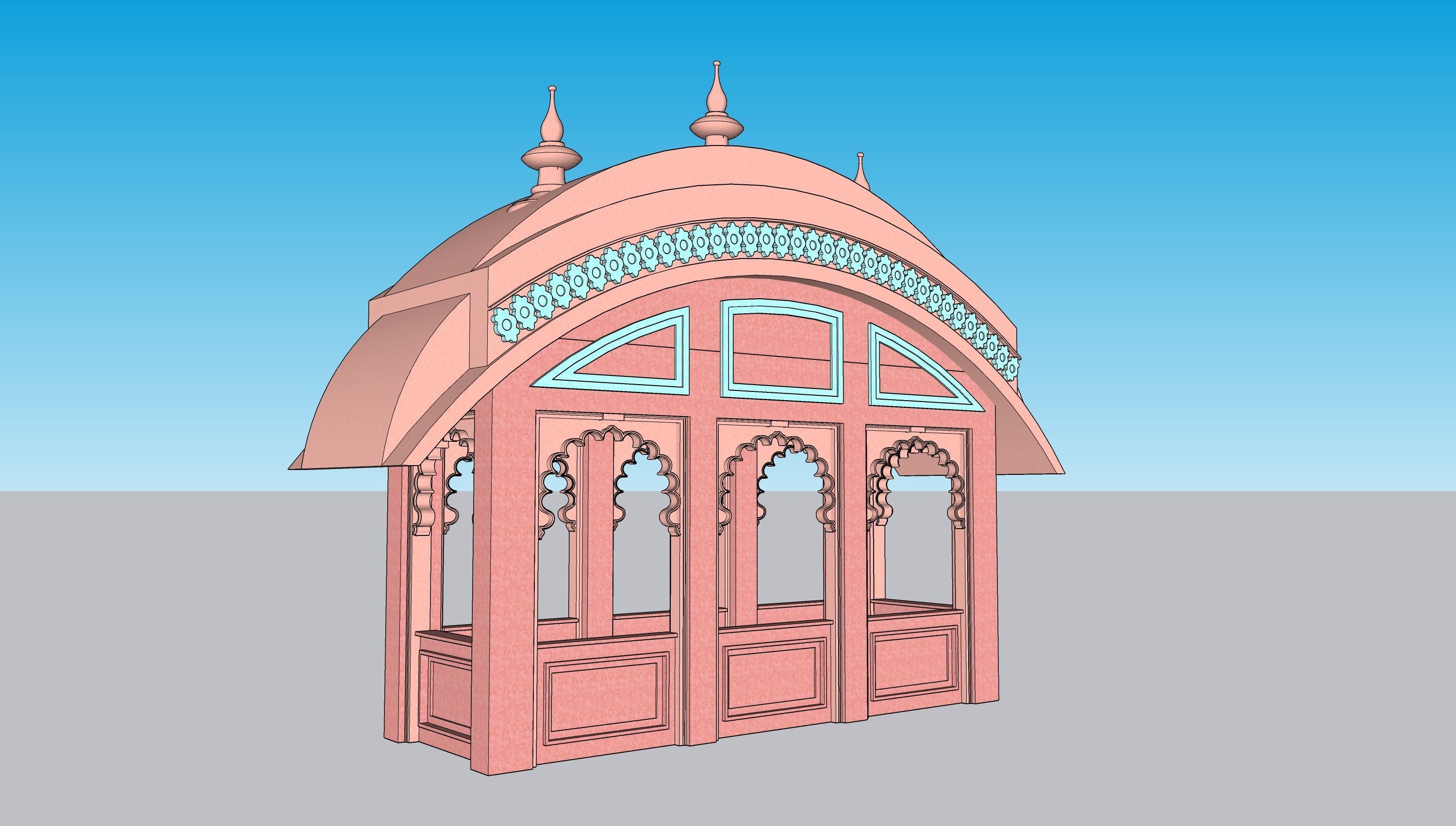 indian jodhpuri stone chatri temple 3D model | CGTrader