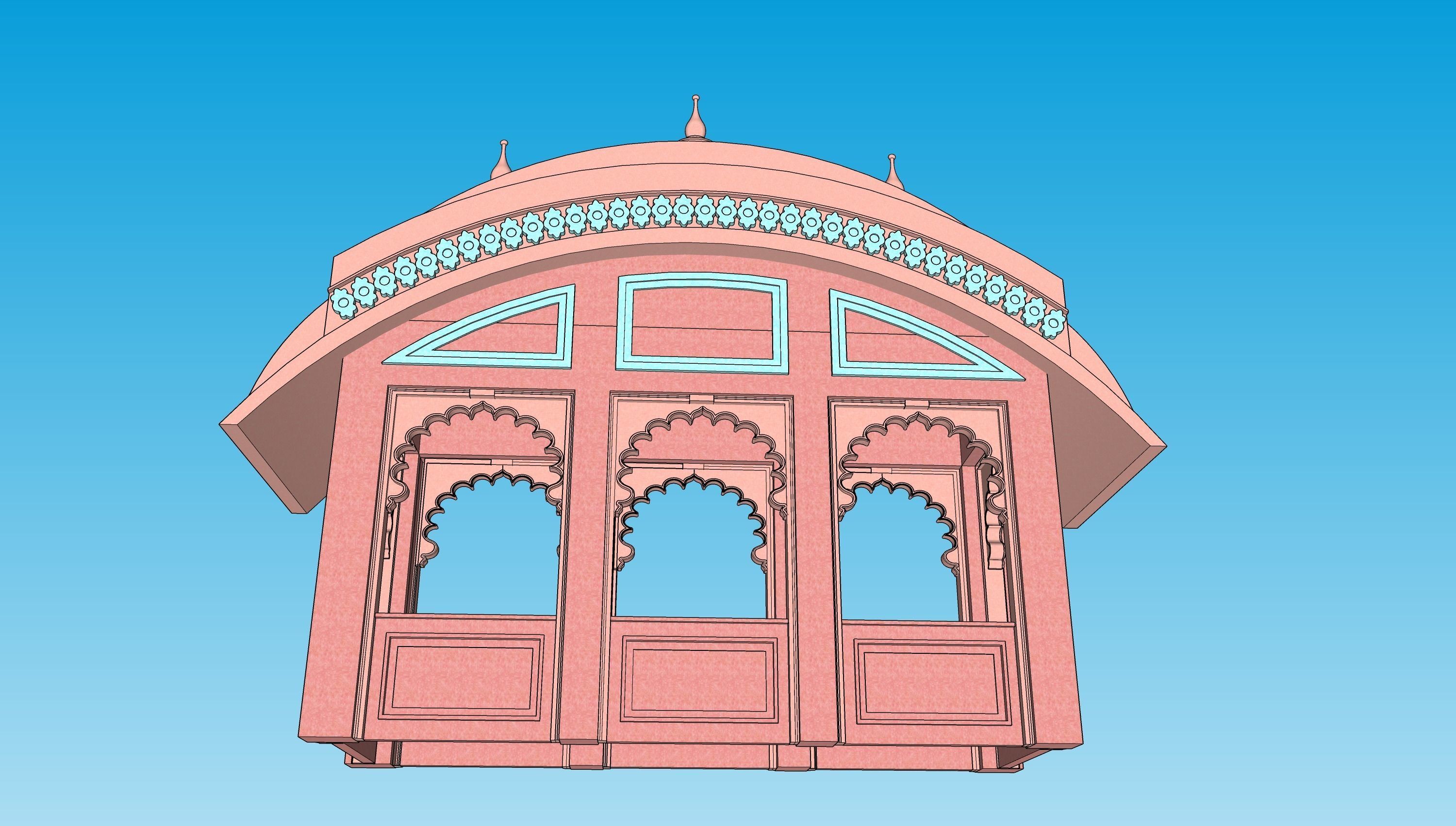 indian jodhpuri stone chatri temple 3D model | CGTrader