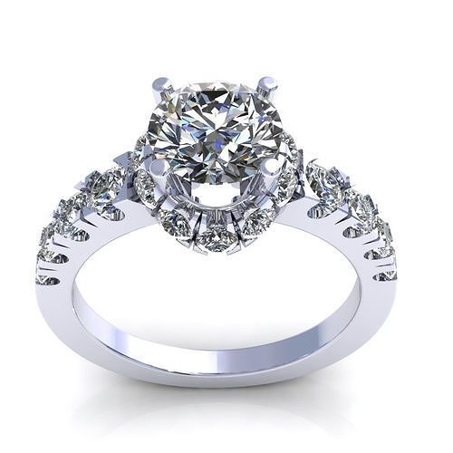 Pav V Prong Engagement Ring 3D model 3D printable | CGTrader