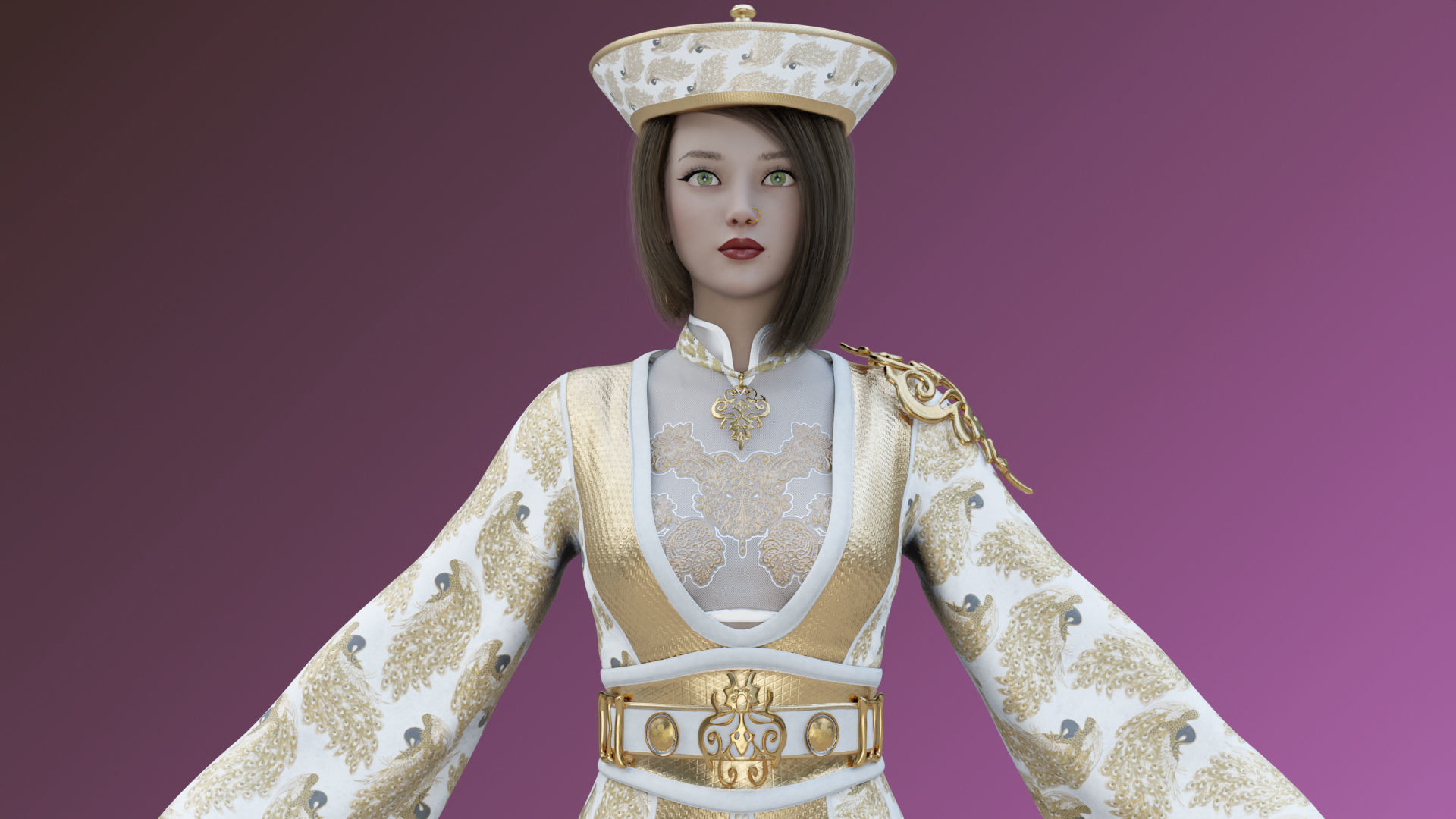 3D model Pretty Princess with Royal Ceremonial Costume Outfit - Dress ...