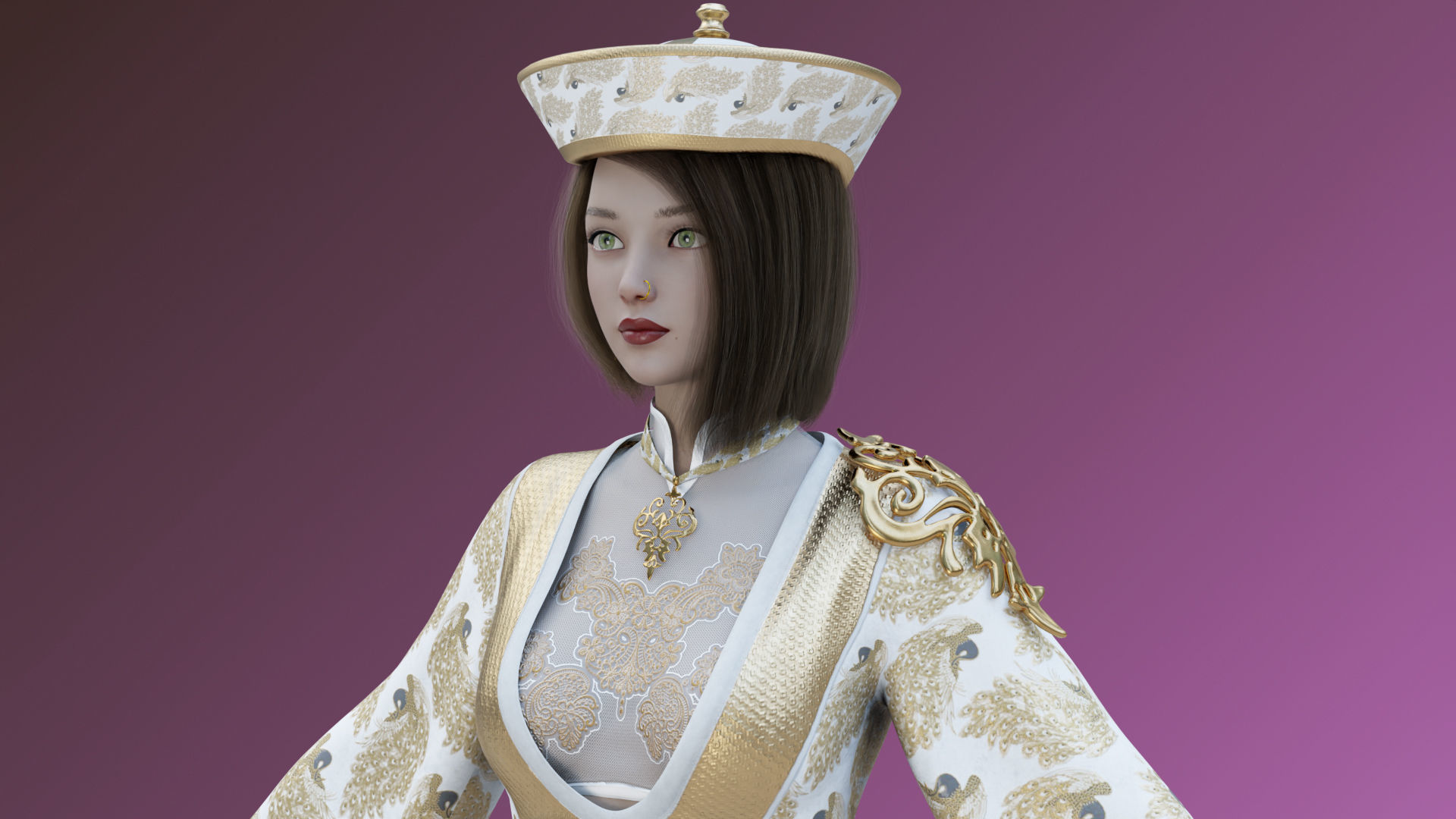3D model Pretty Princess with Royal Ceremonial Costume Outfit - Dress ...