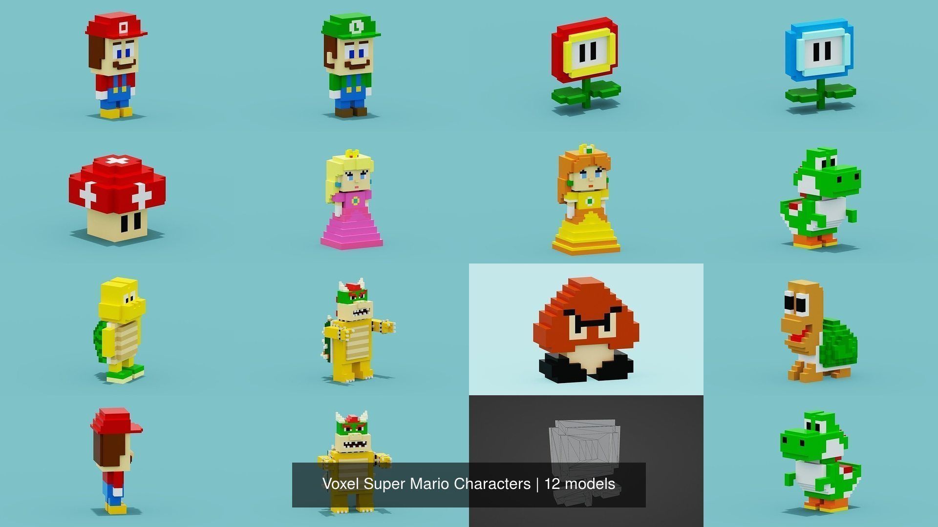 3D Model Collection Voxel Super Mario Characters VR / AR / low-poly ...