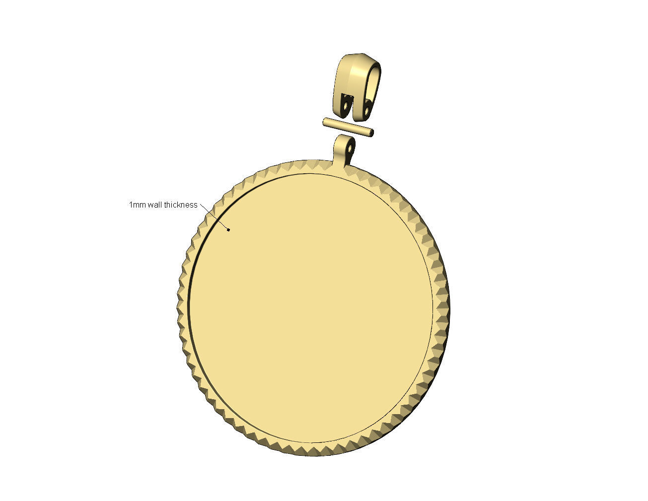 Fluted bezel 40mm memory pendant with bail 3D model 3D printable | CGTrader