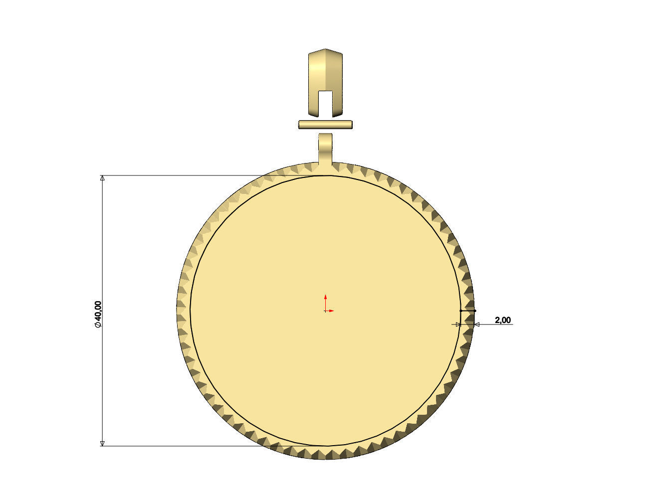 Fluted bezel 40mm memory pendant with bail 3D model 3D printable | CGTrader