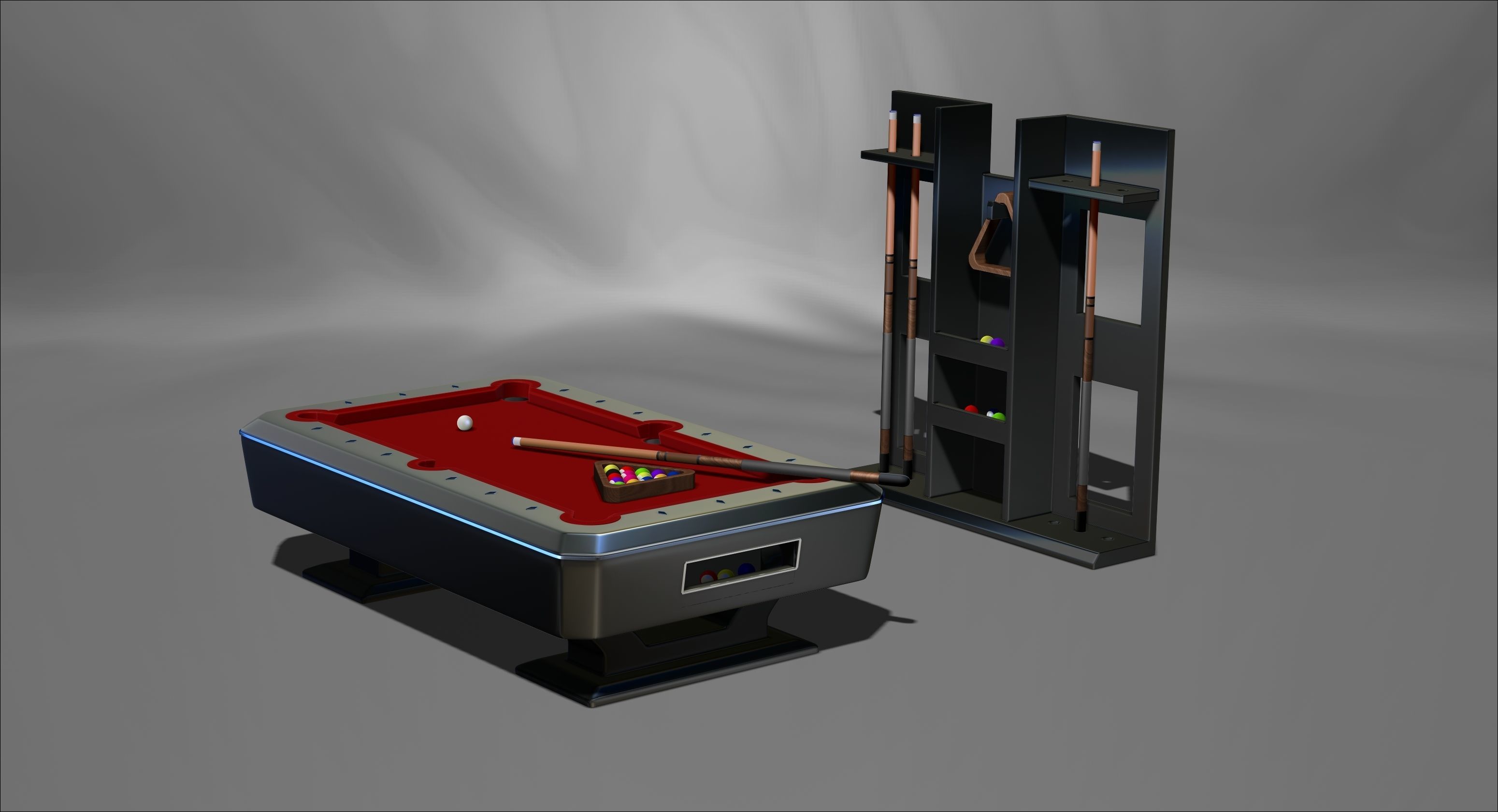 Pool table complete with accessories 3D Model File STL OBJ 3D model 3D ...