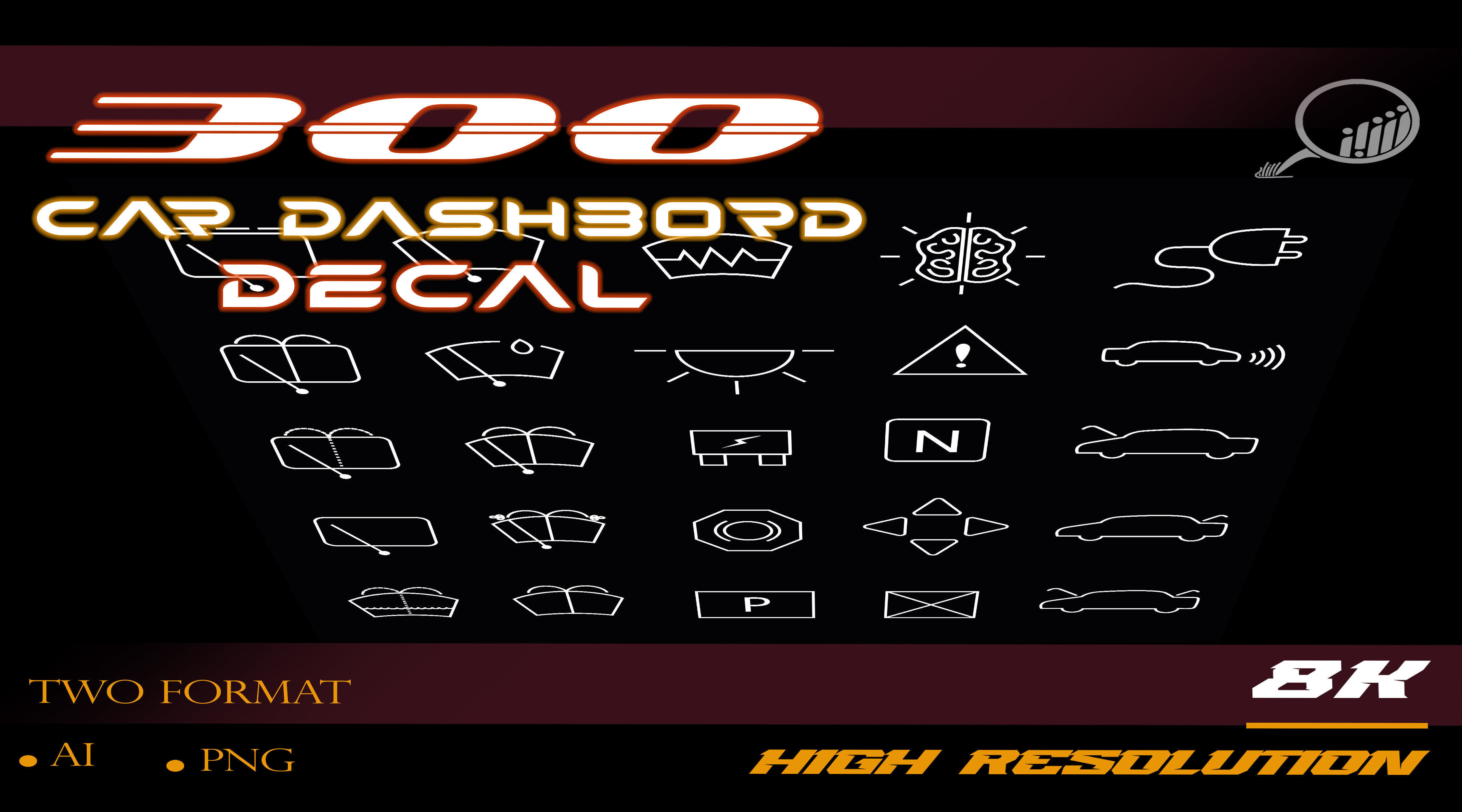 300 car dashbord decal Texture | CGTrader