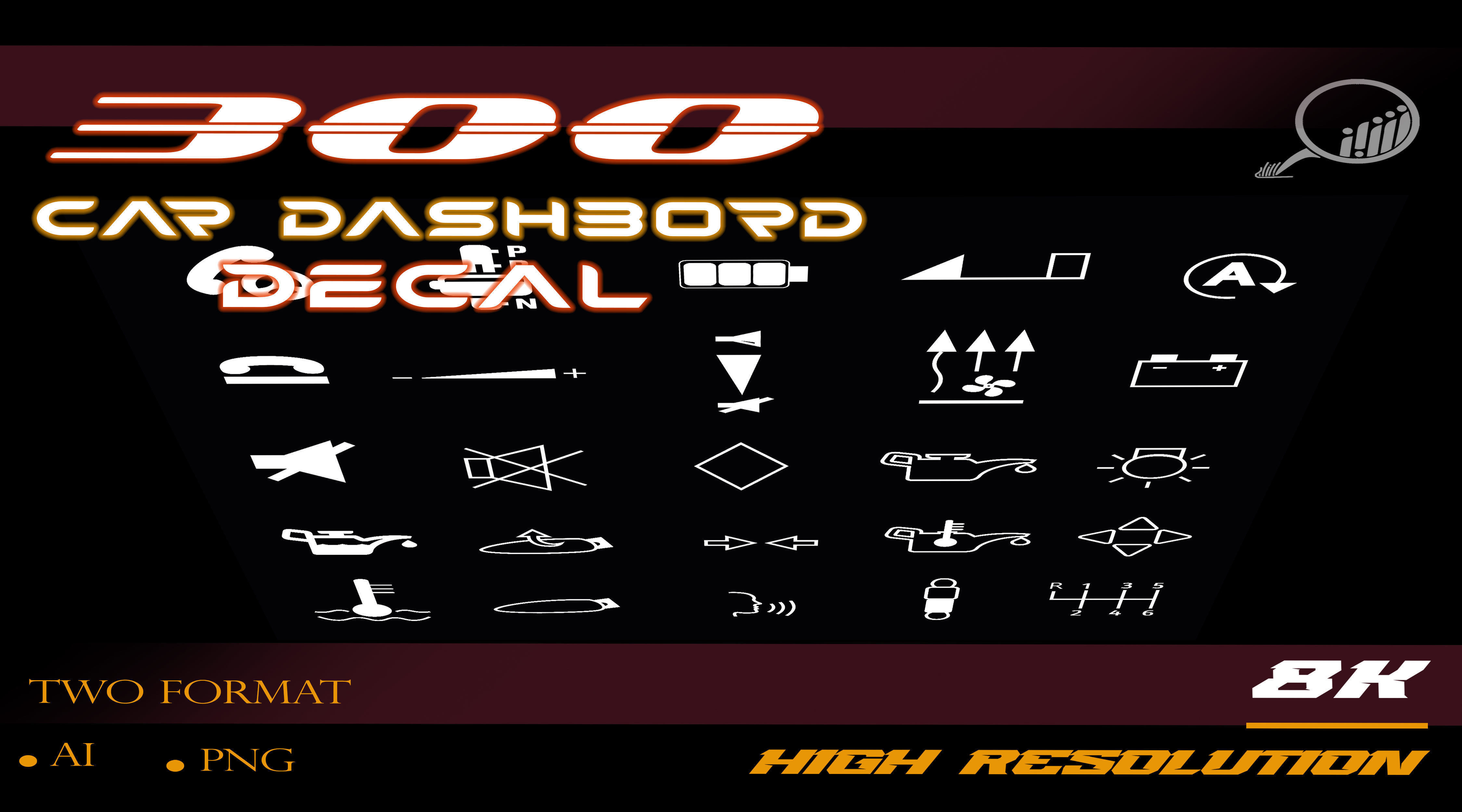 300 car dashbord decal Texture | CGTrader