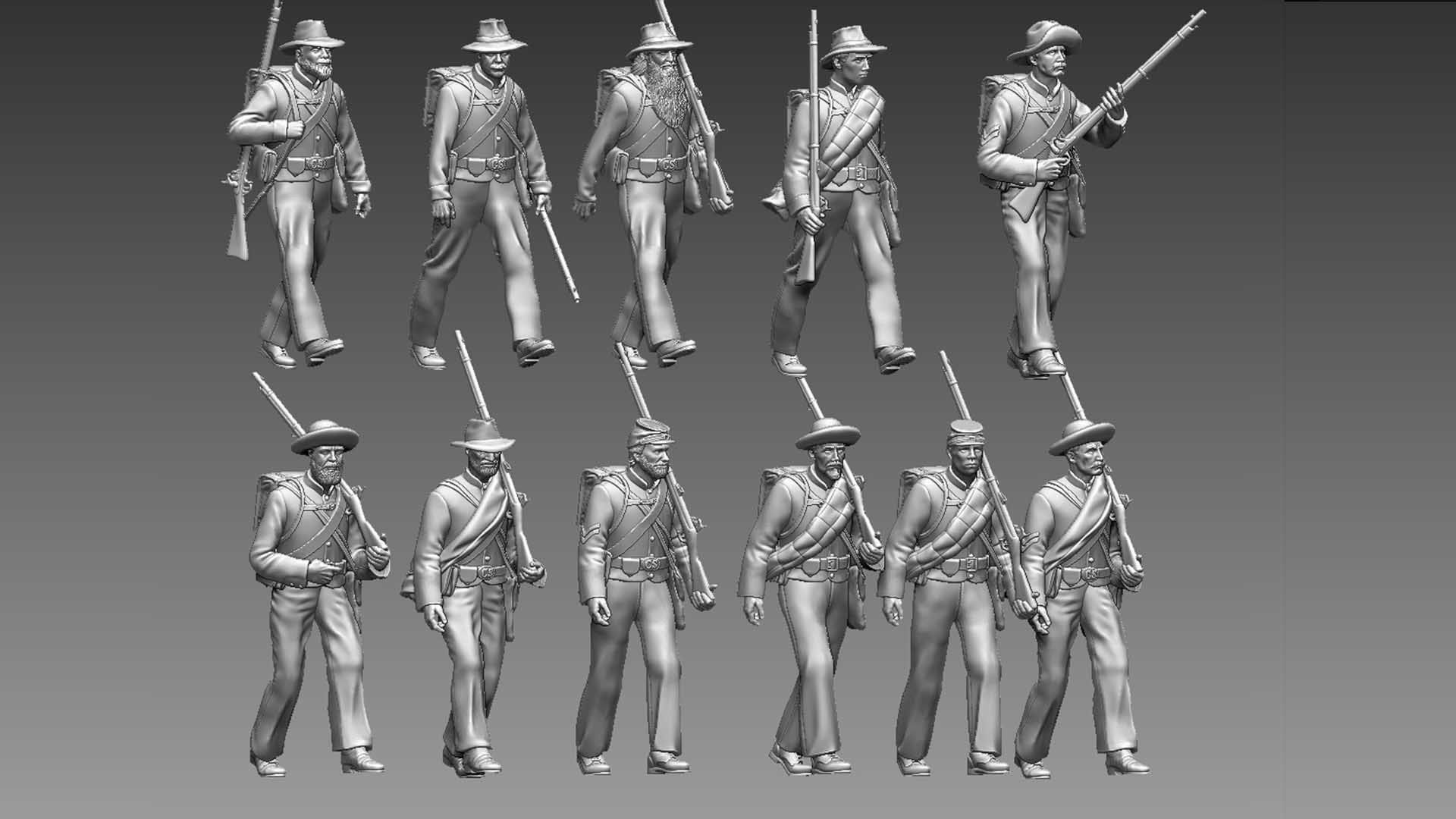 Soldiers Confederate us civil war 3D model 3D printable | CGTrader