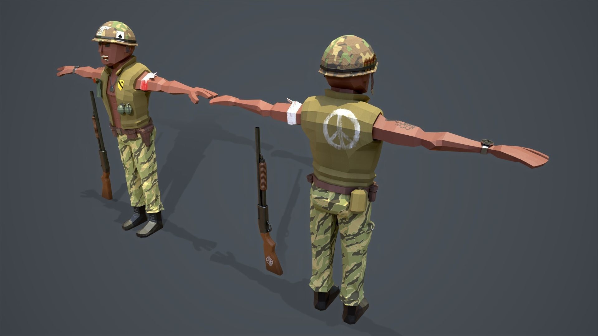 3D model Low Poly Solider - Skinned and Rigged VR / AR / low-poly ...