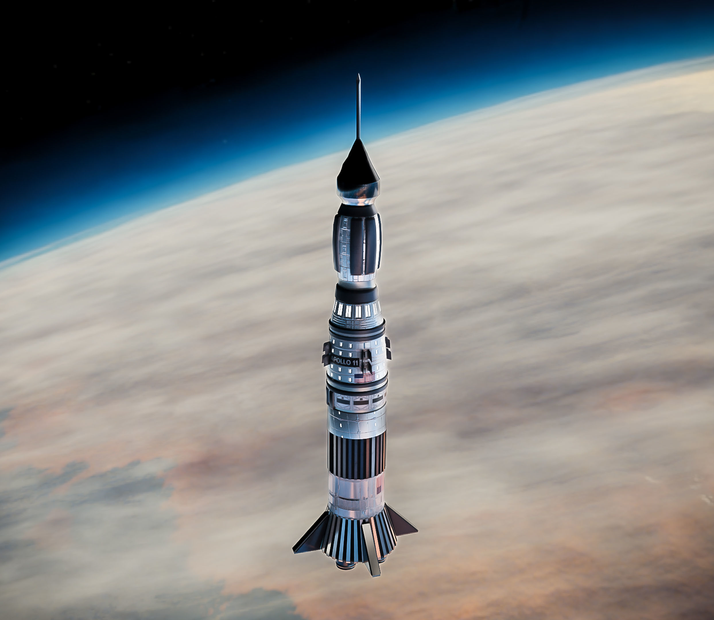 3D model Apollo 11 Rocket with Personalized Interior 3D Model VR / AR ...