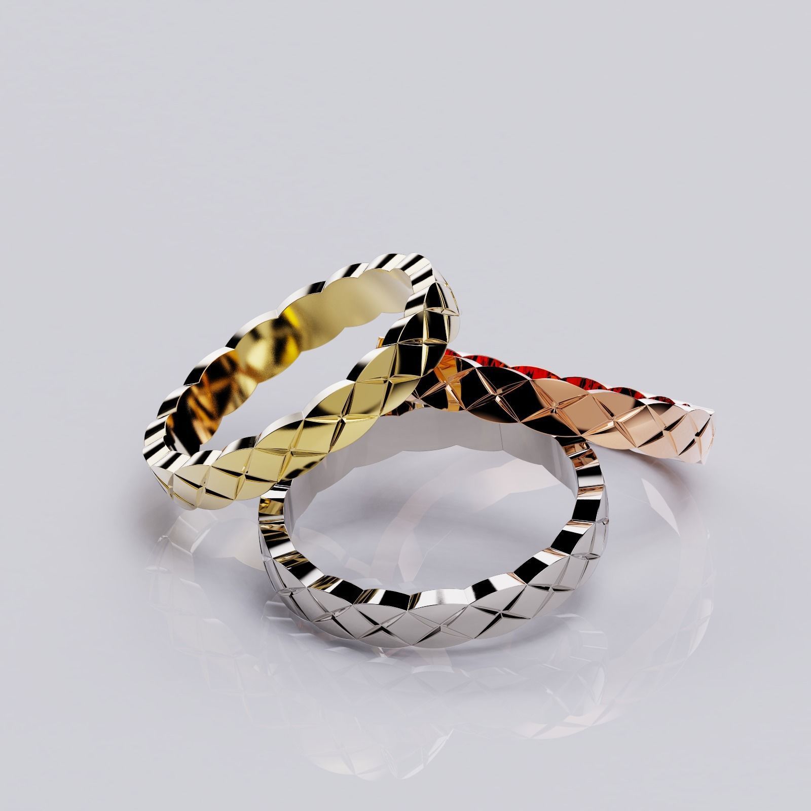 Coco Crush Style Rings Collection All Sizes 3mm version 2 3D model 3D ...