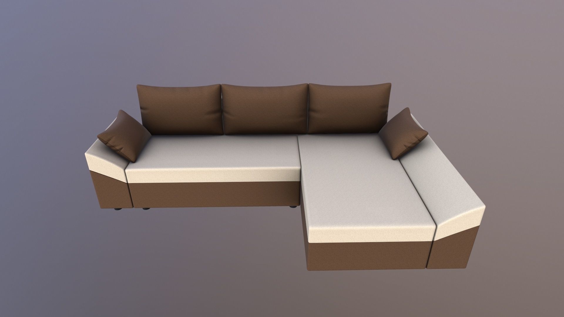 Straight line L Shape 6 Seater Sofa Plain Cushion 3D model | CGTrader