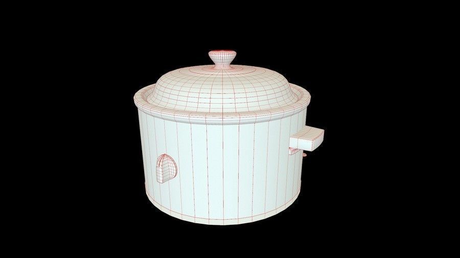 3D model Vintage Crockpot Slow Electric Stoneware Cooker VR / AR / low ...