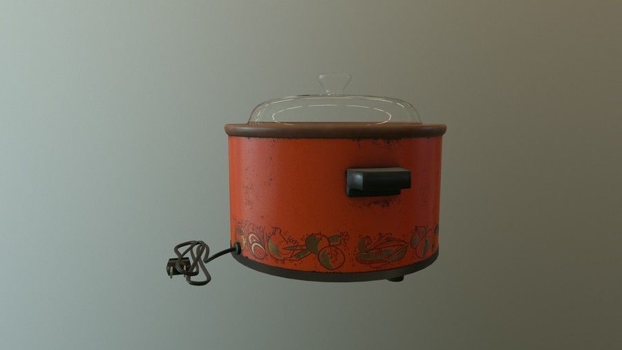3D model Vintage Crockpot Slow Electric Stoneware Cooker VR / AR / low ...