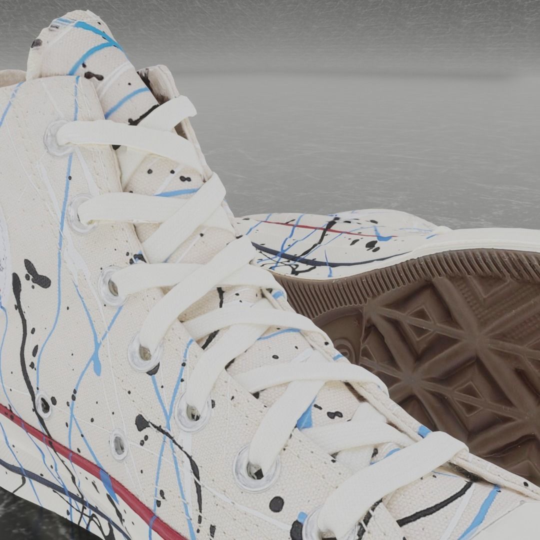 3D model CONVERSE 3D SHOES - WHITE SPLASH VR / AR / low-poly | CGTrader