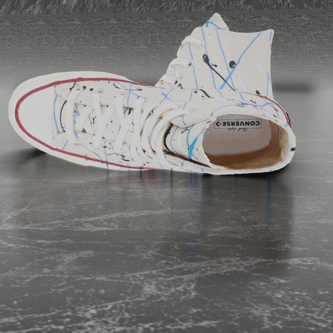 3D model CONVERSE 3D SHOES - WHITE SPLASH VR / AR / low-poly | CGTrader