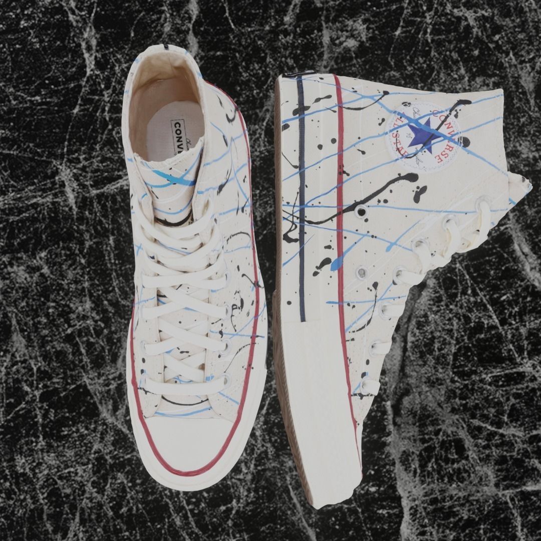3D model CONVERSE 3D SHOES - WHITE SPLASH VR / AR / low-poly | CGTrader