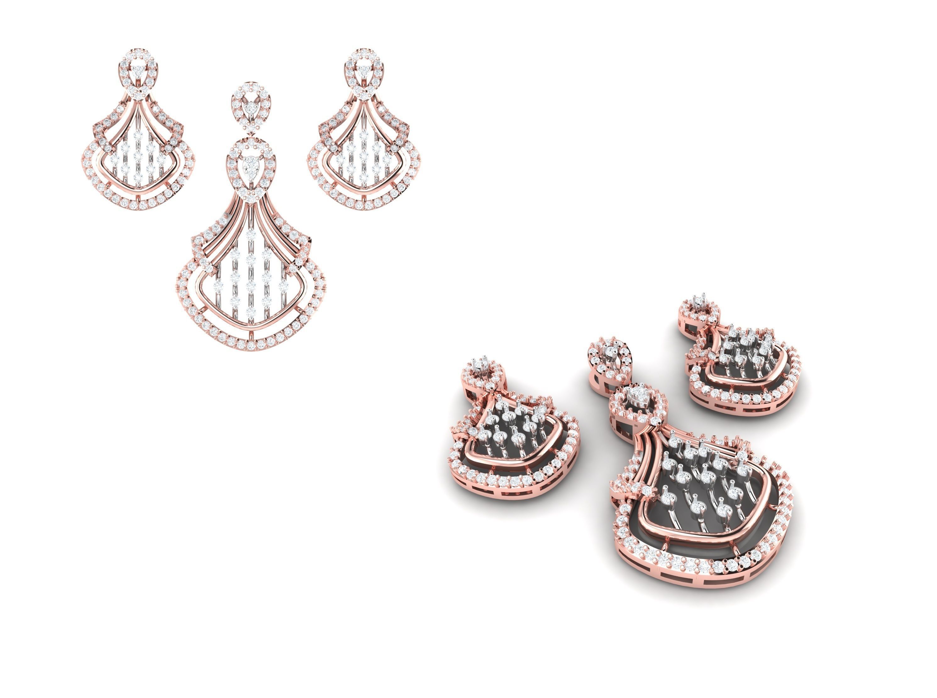 Rose Gold Diamond Pendants Collection 3D Print Model | CGTrader