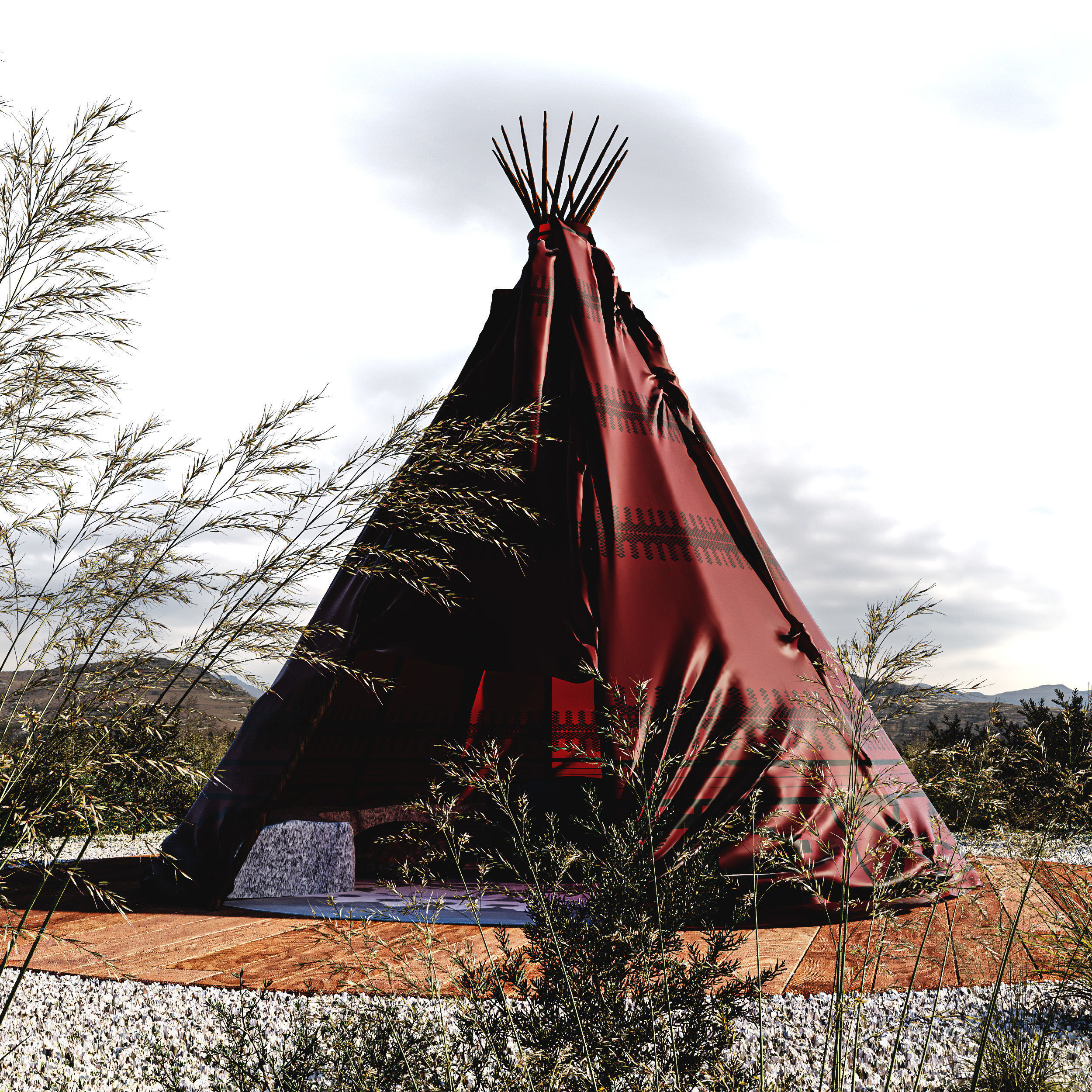 Red indian Tent 3D model | CGTrader