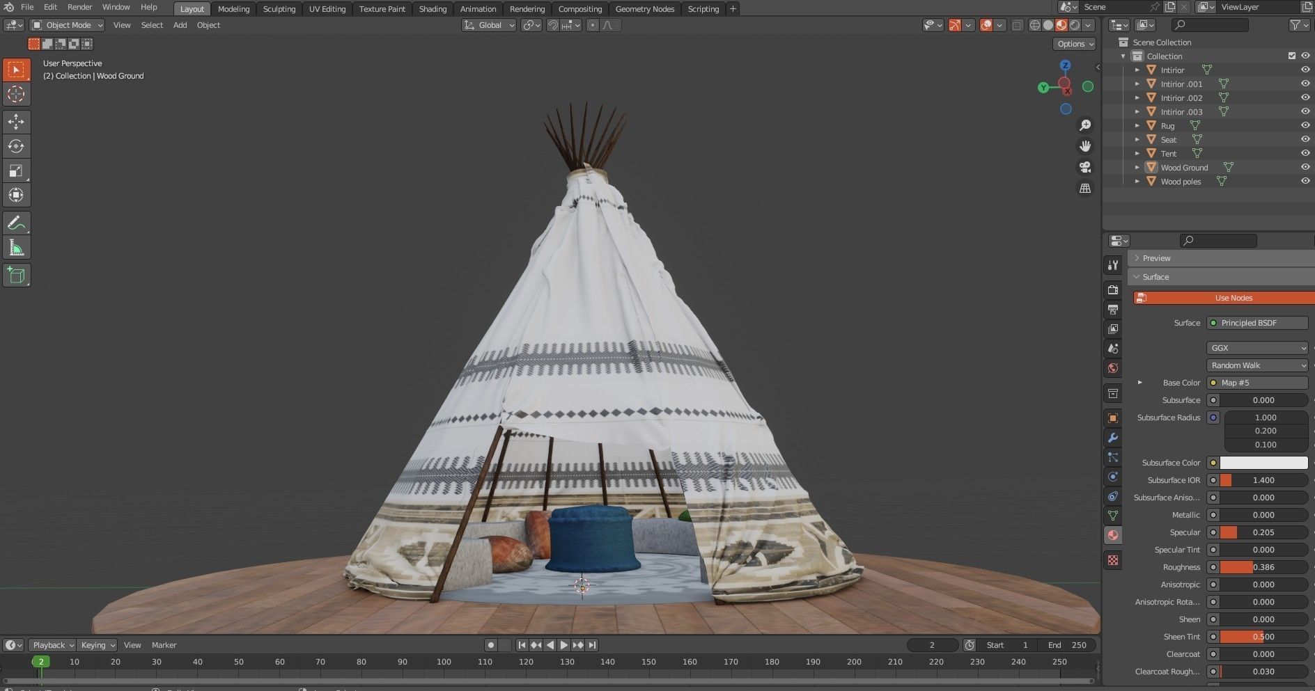 Red indian Tent 3D model | CGTrader