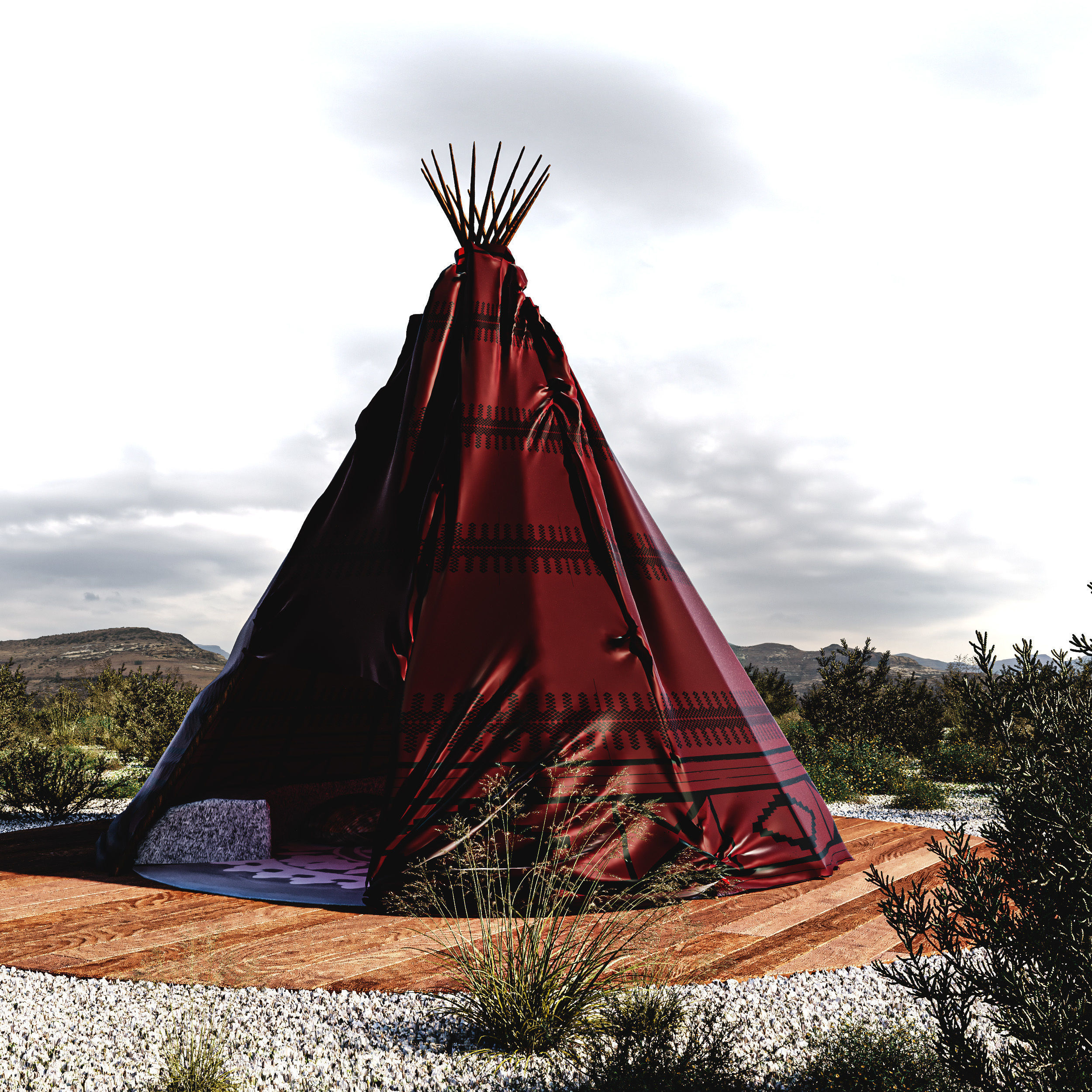 Red indian Tent 3D model | CGTrader