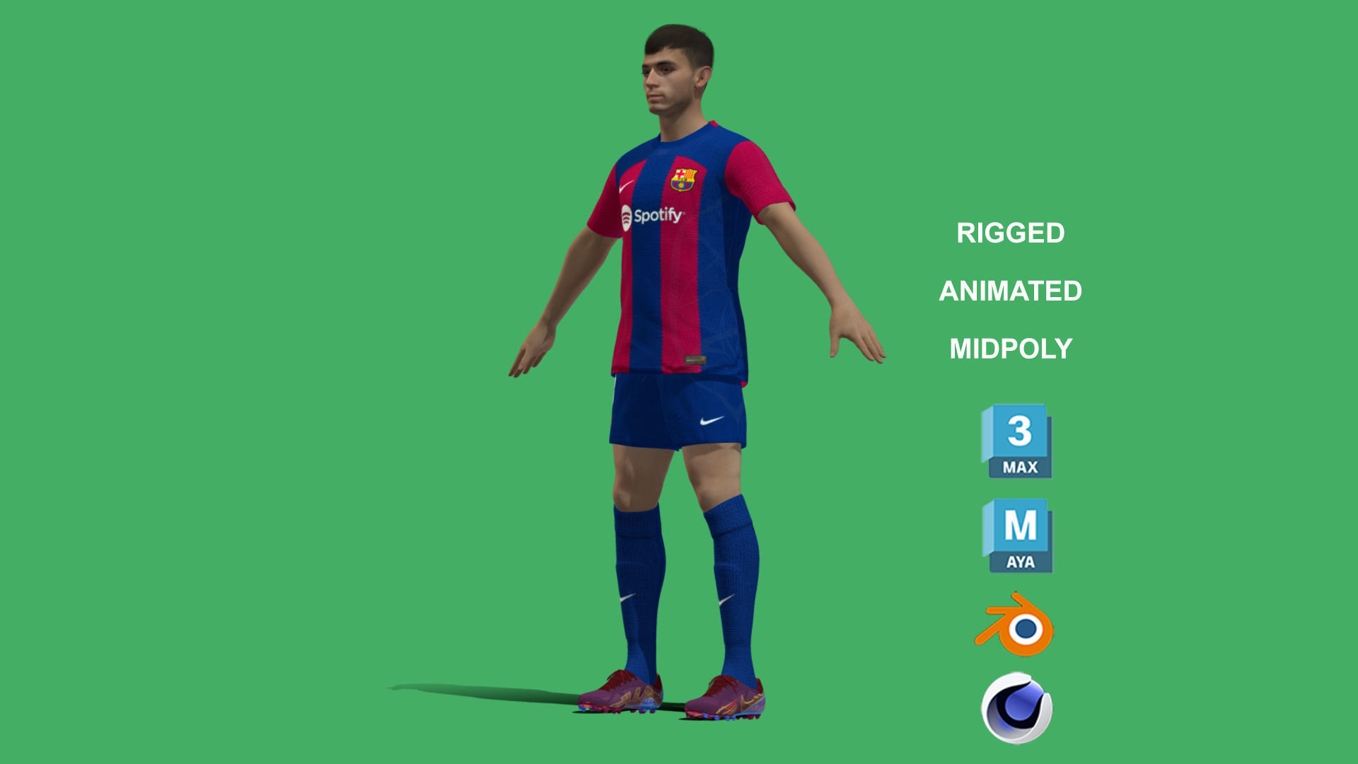 3D Rigged Pedri Barcelona 2024 3D model animated rigged | CGTrader