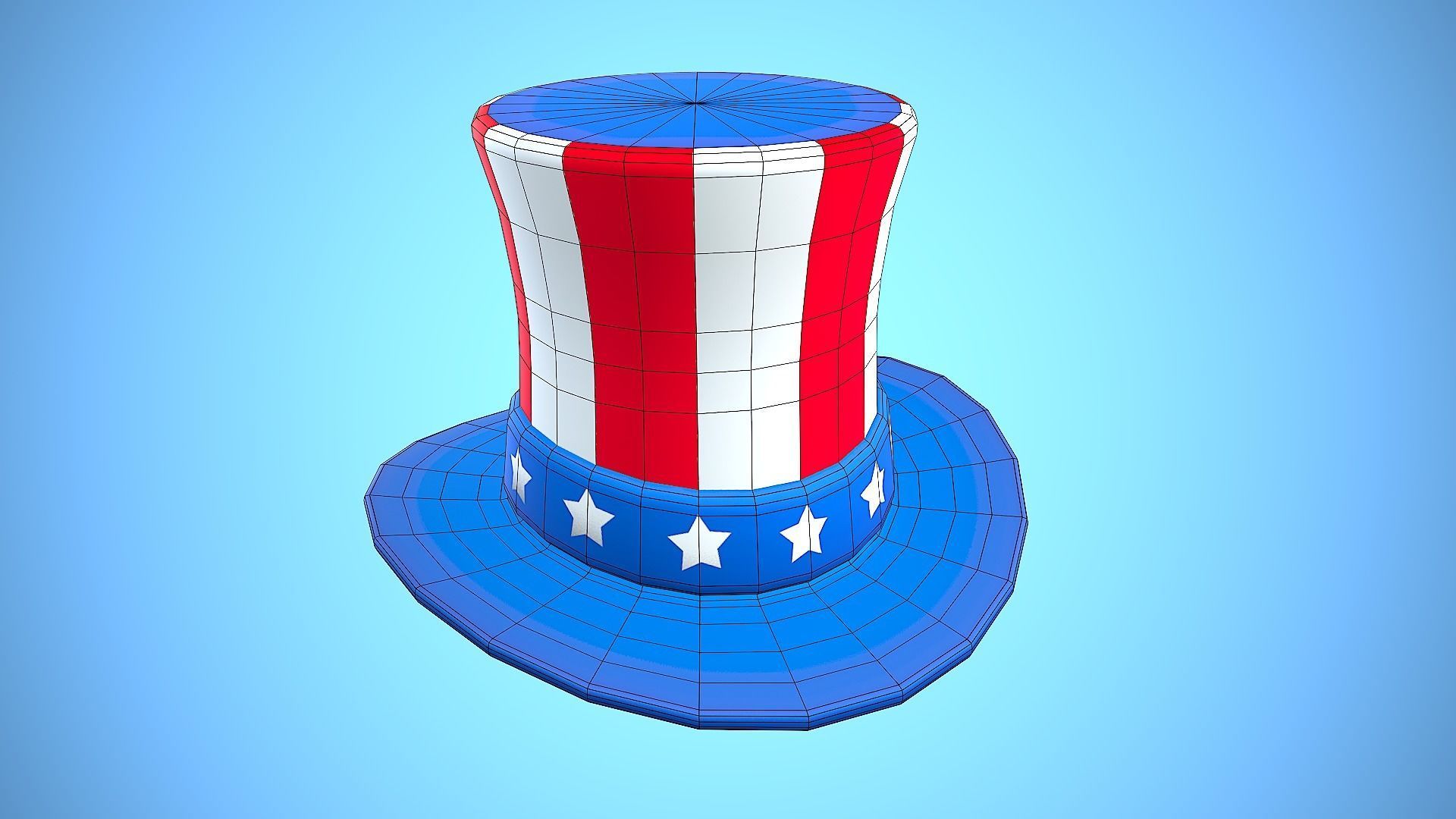 3D model UNCLE SAM HAT CARTOON STYLIZED VR / AR / low-poly | CGTrader