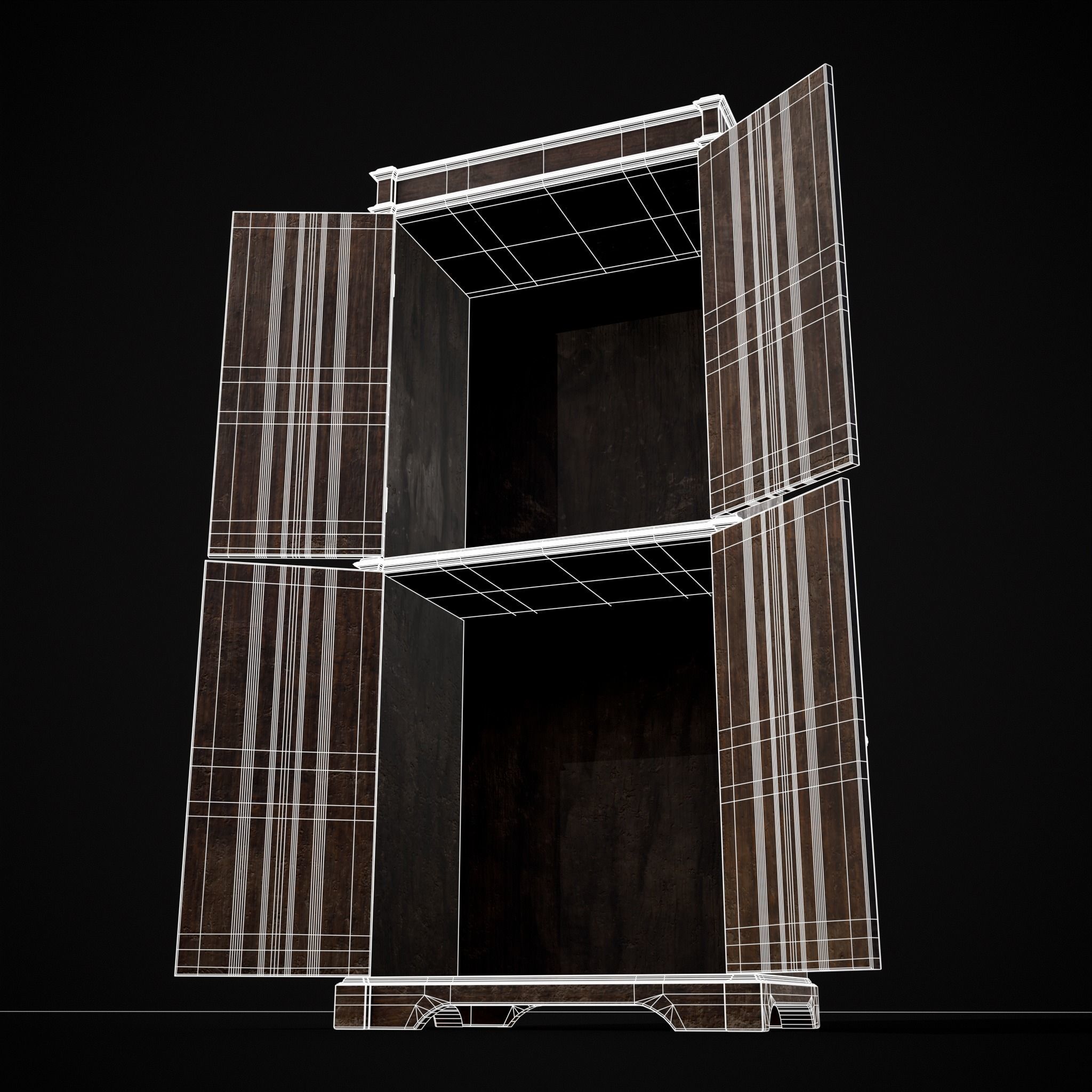 3D model Old Tall Wooden Wardrobe VR / AR / low-poly | CGTrader